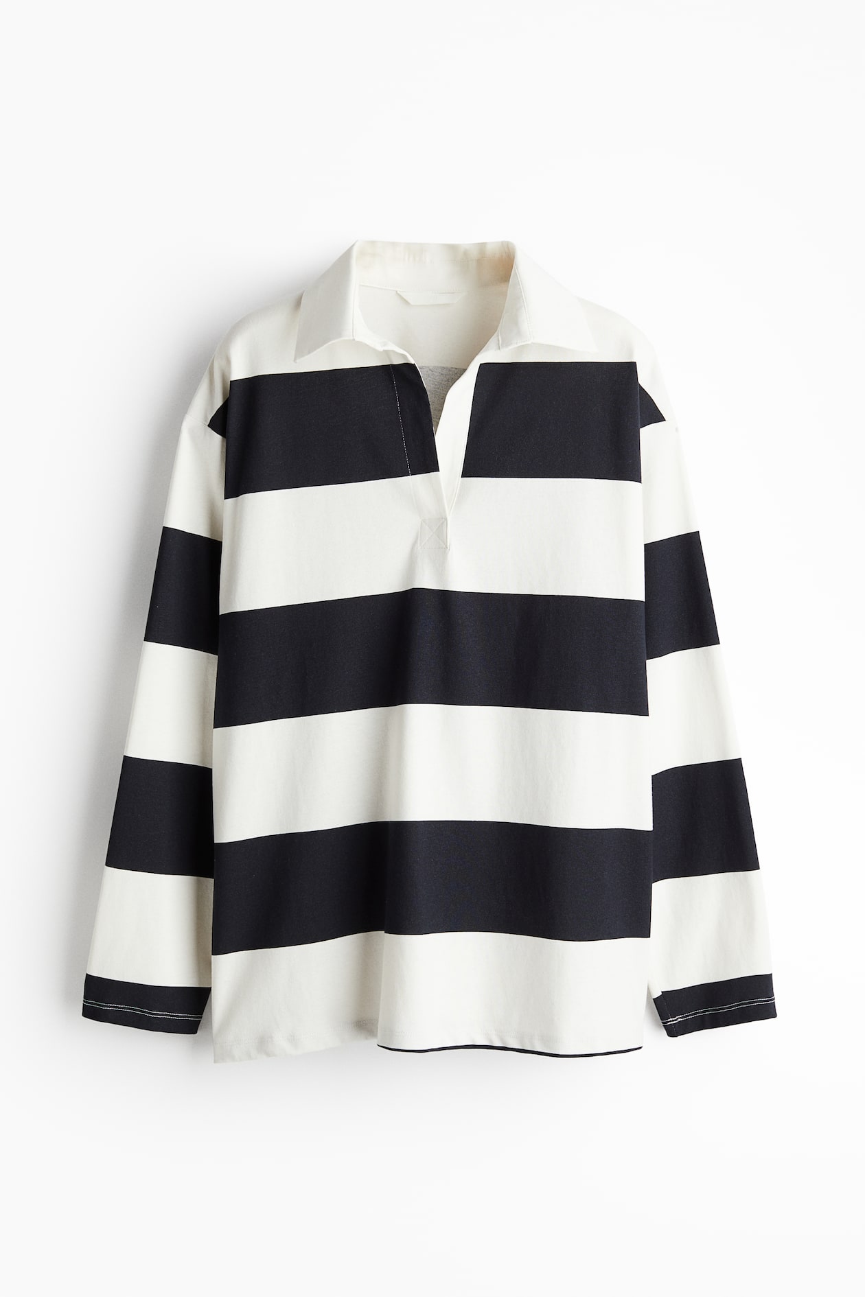 Women's White/navy blue striped Loose-Fit Polo Shirt | H&M US