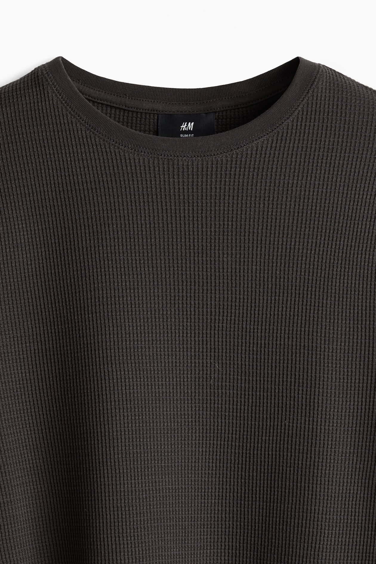 Playera Slim Fit en punto gofrado - Café oscuro - Men | H&M MX