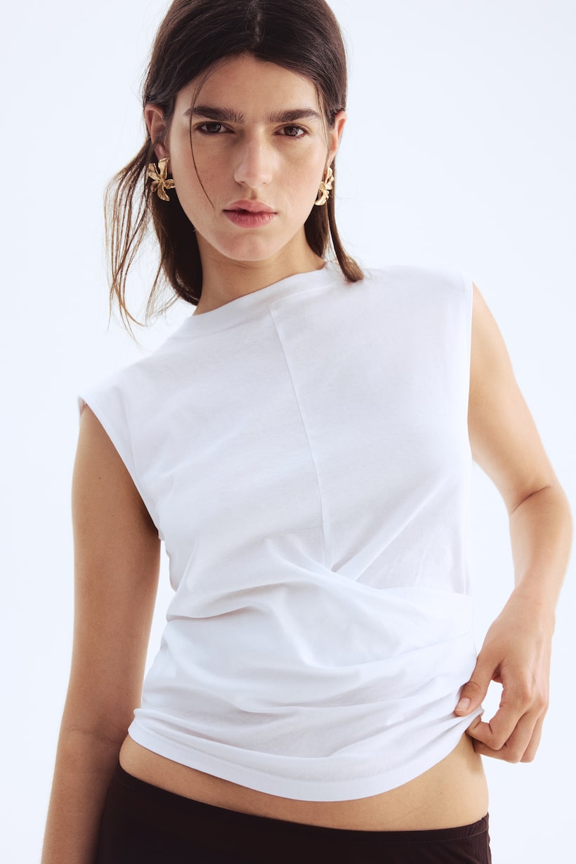 Draped Top - White - Ladies | H&M US