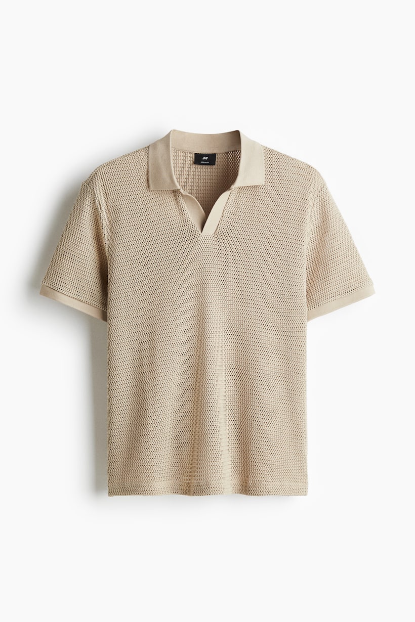 Playera polo Regular Fit en tejido calado - Beige oscuro - Men | H&M MX