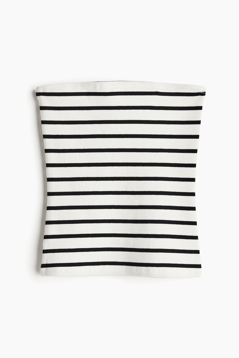 Ribbed Tube Top - White/black striped - Ladies | H&M US