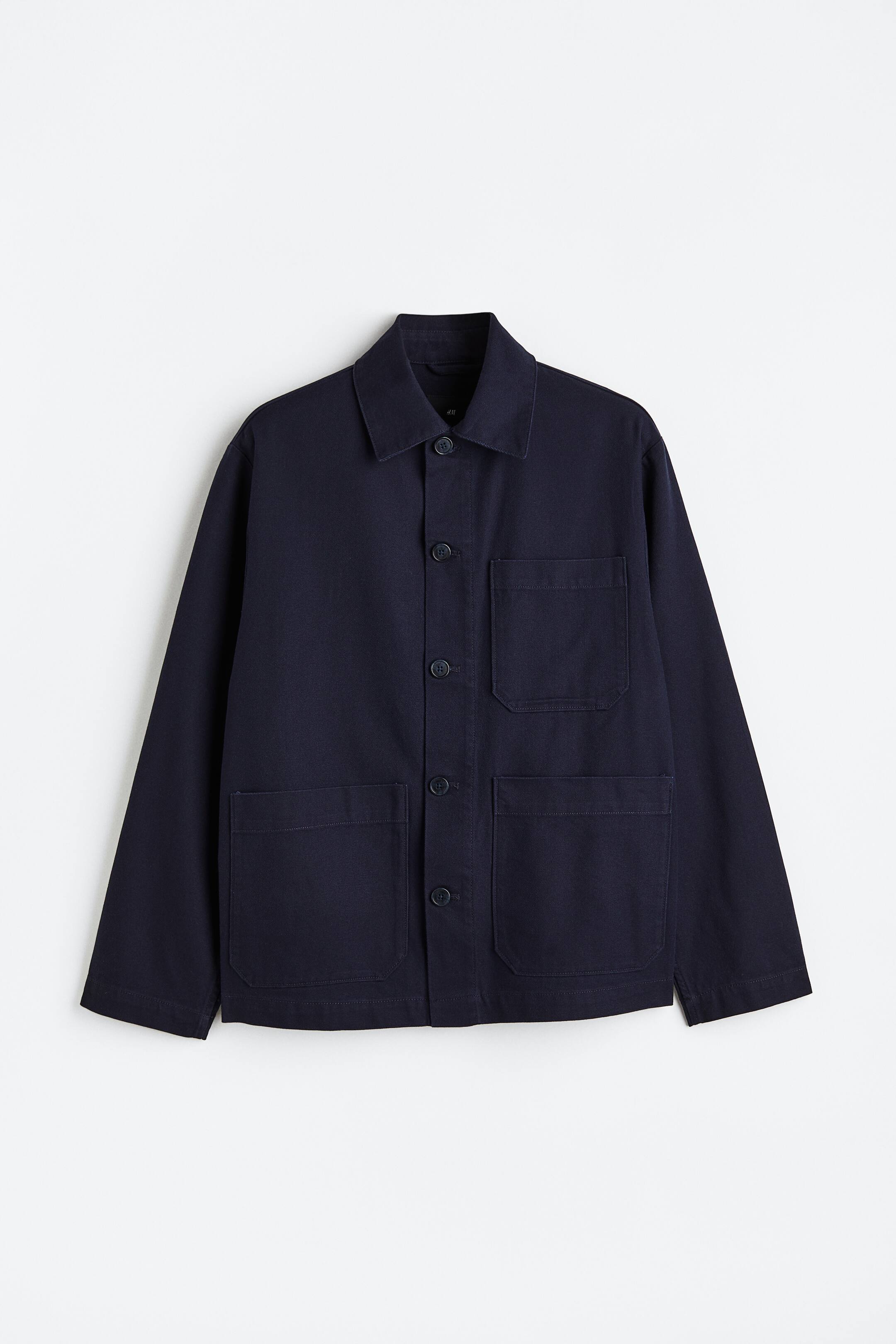 Regular Fit Twill shacket - Long sleeve - Regular length - Navy blue ...