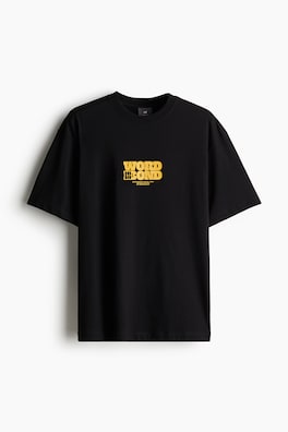 Loose Fit Printed T-shirt - Black/Word - Men | H&M US