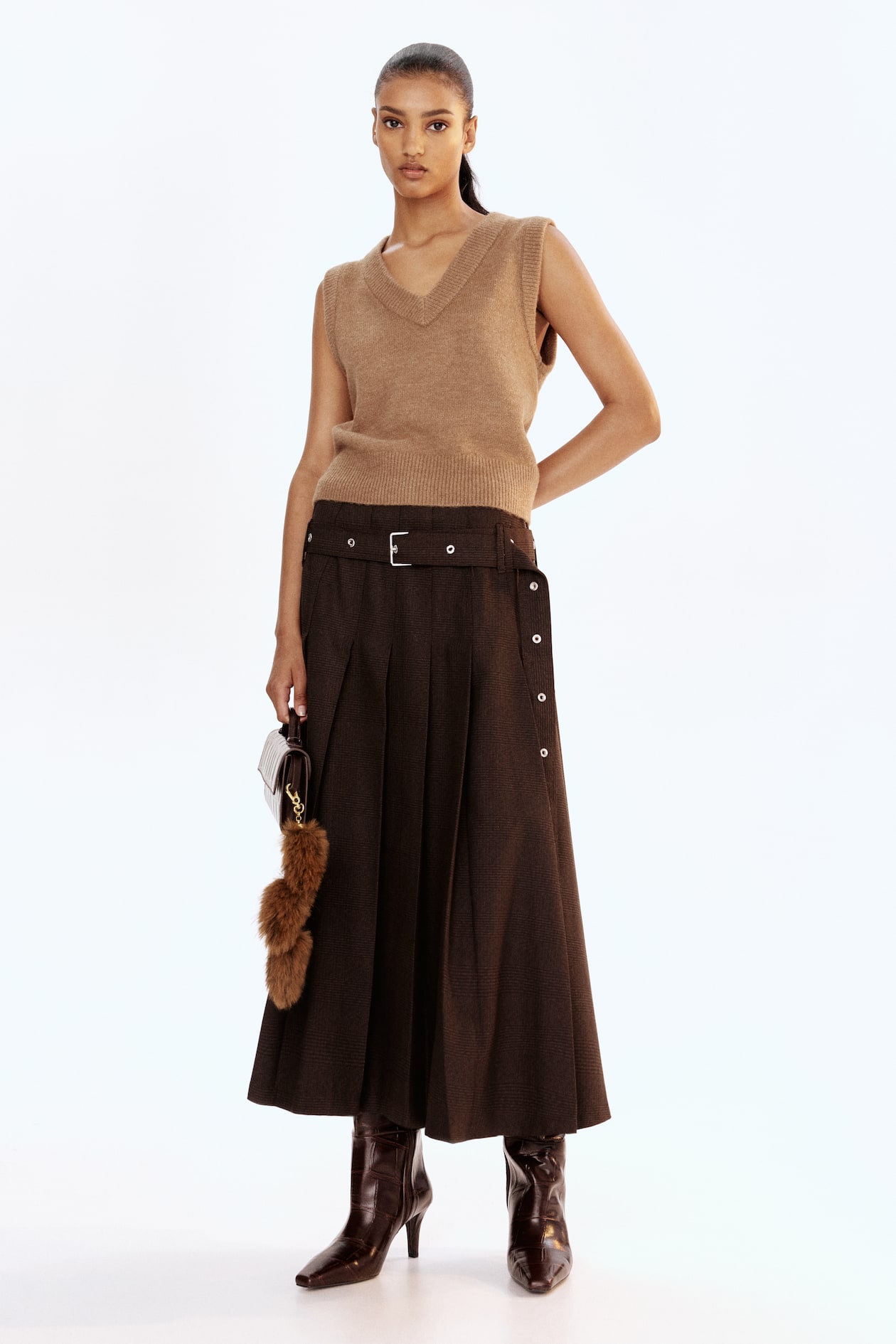Women's Dark beige Short Sweater Vest | H&M CA