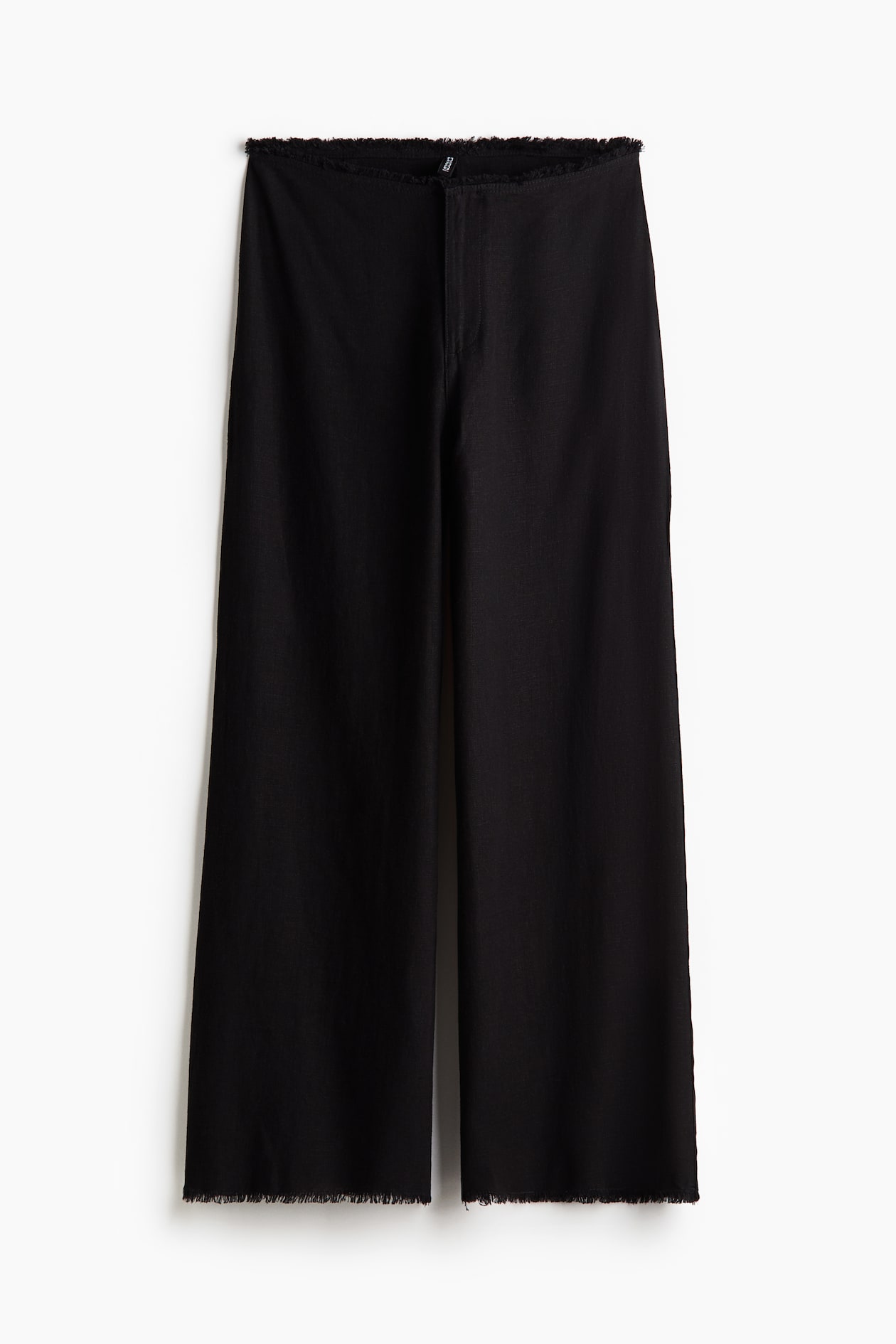 Frayed-edge Linen-blend Pants - Black - Ladies | H&M US