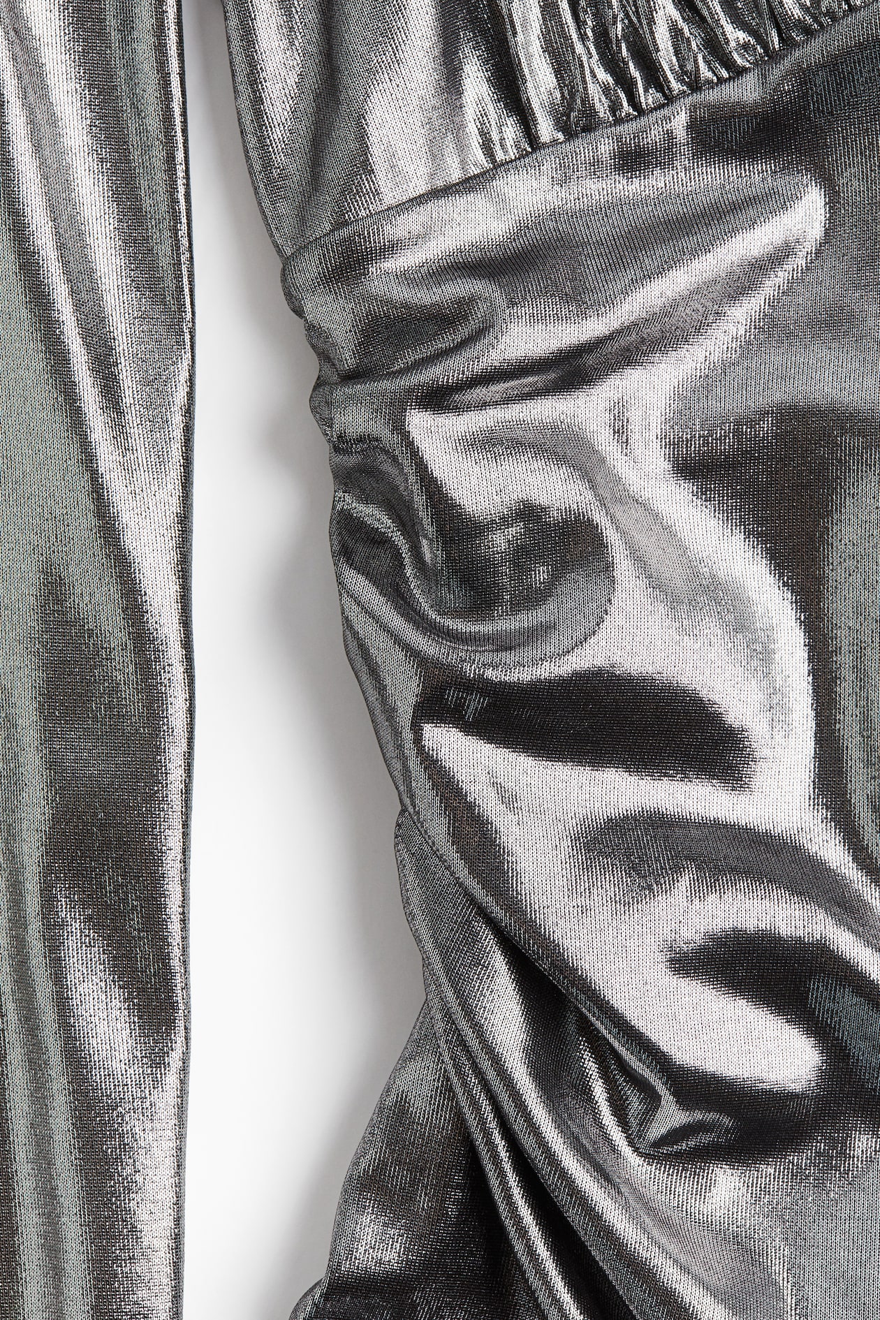 Draped V-Neck Thong Bodysuit - Silver-colored - Ladies | H&M US