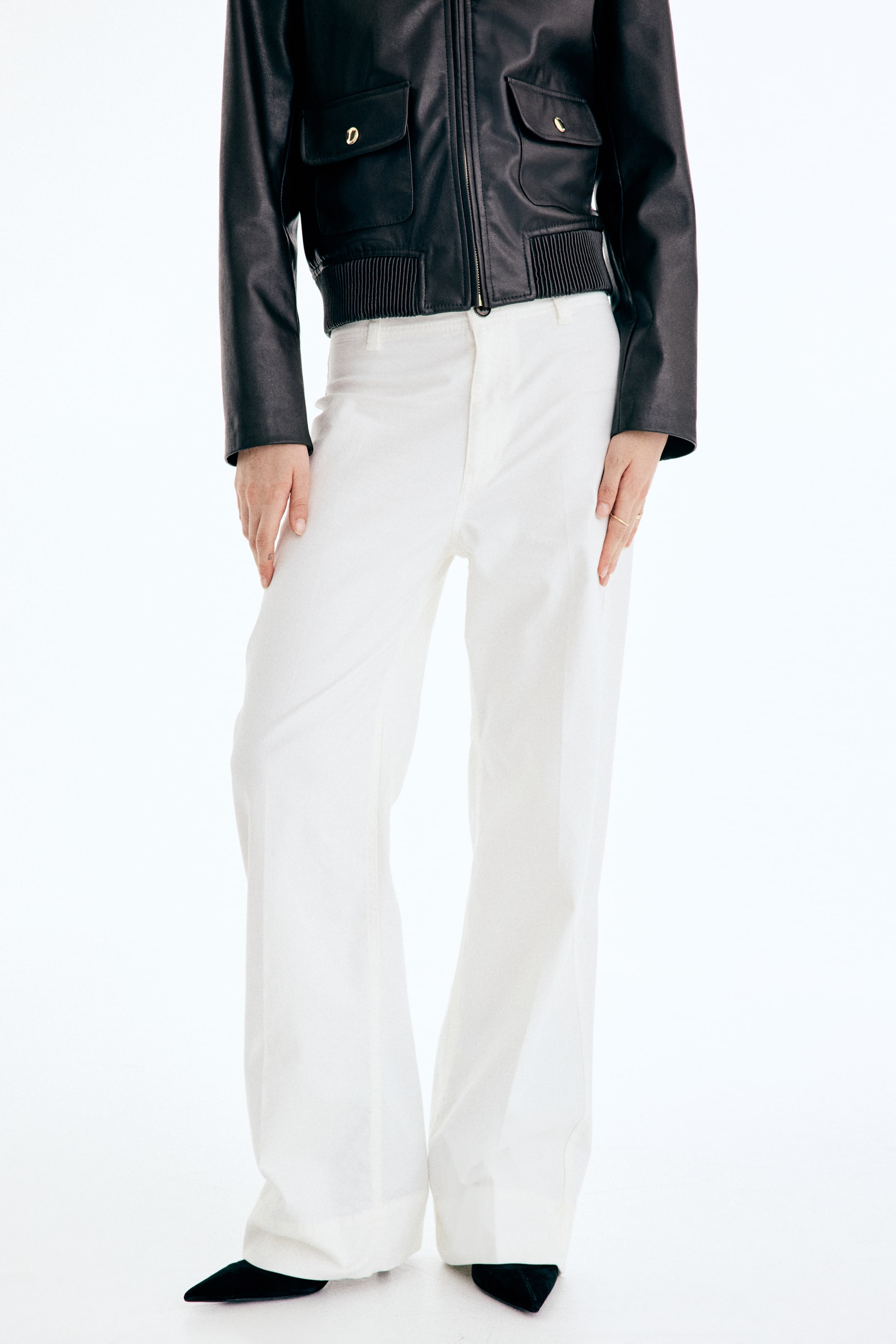 Canvas trousers - White - Ladies | H&M HK