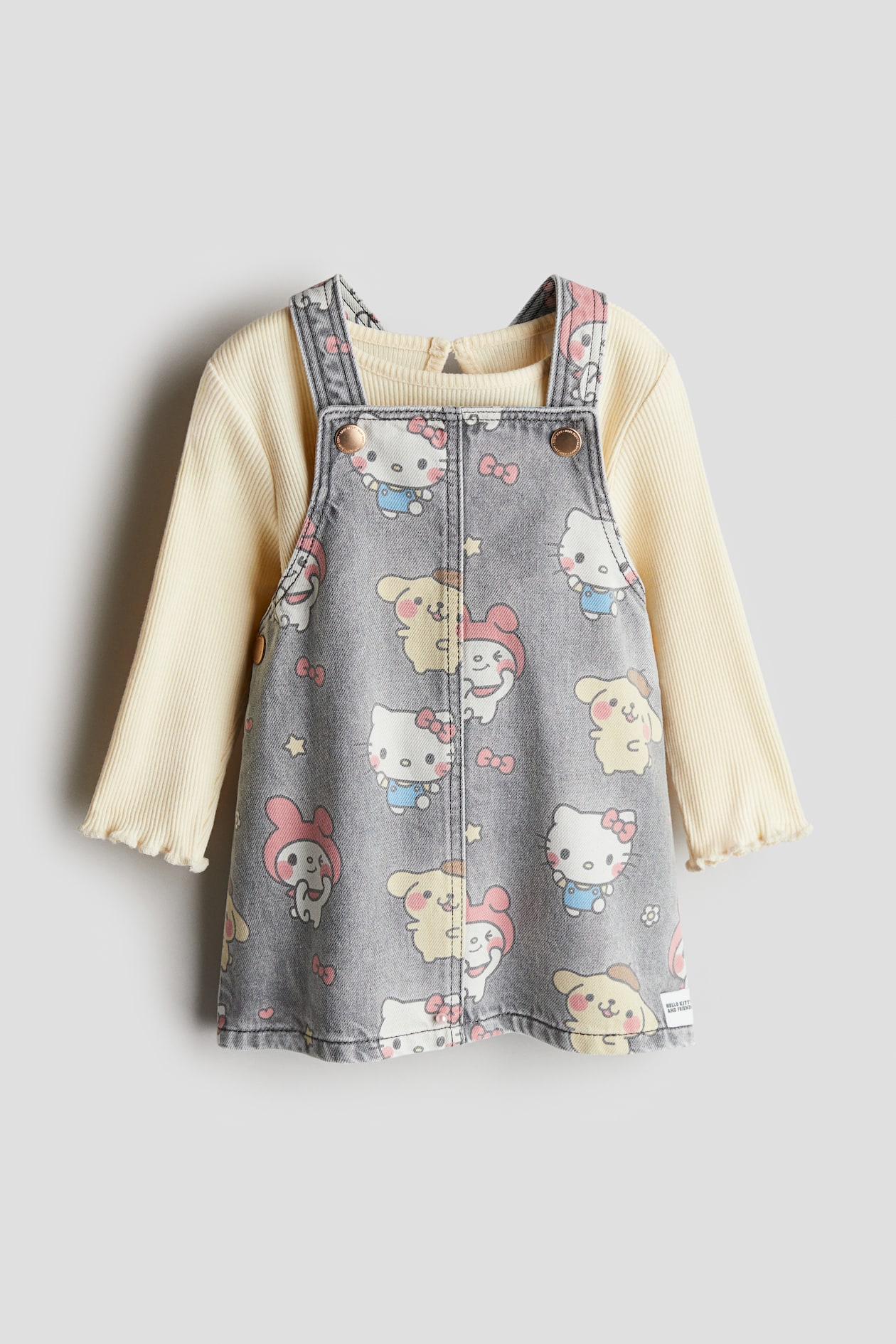 2-piece Overall Dress and Top Set - Gray/Hello Kitty - Kids | H&M US