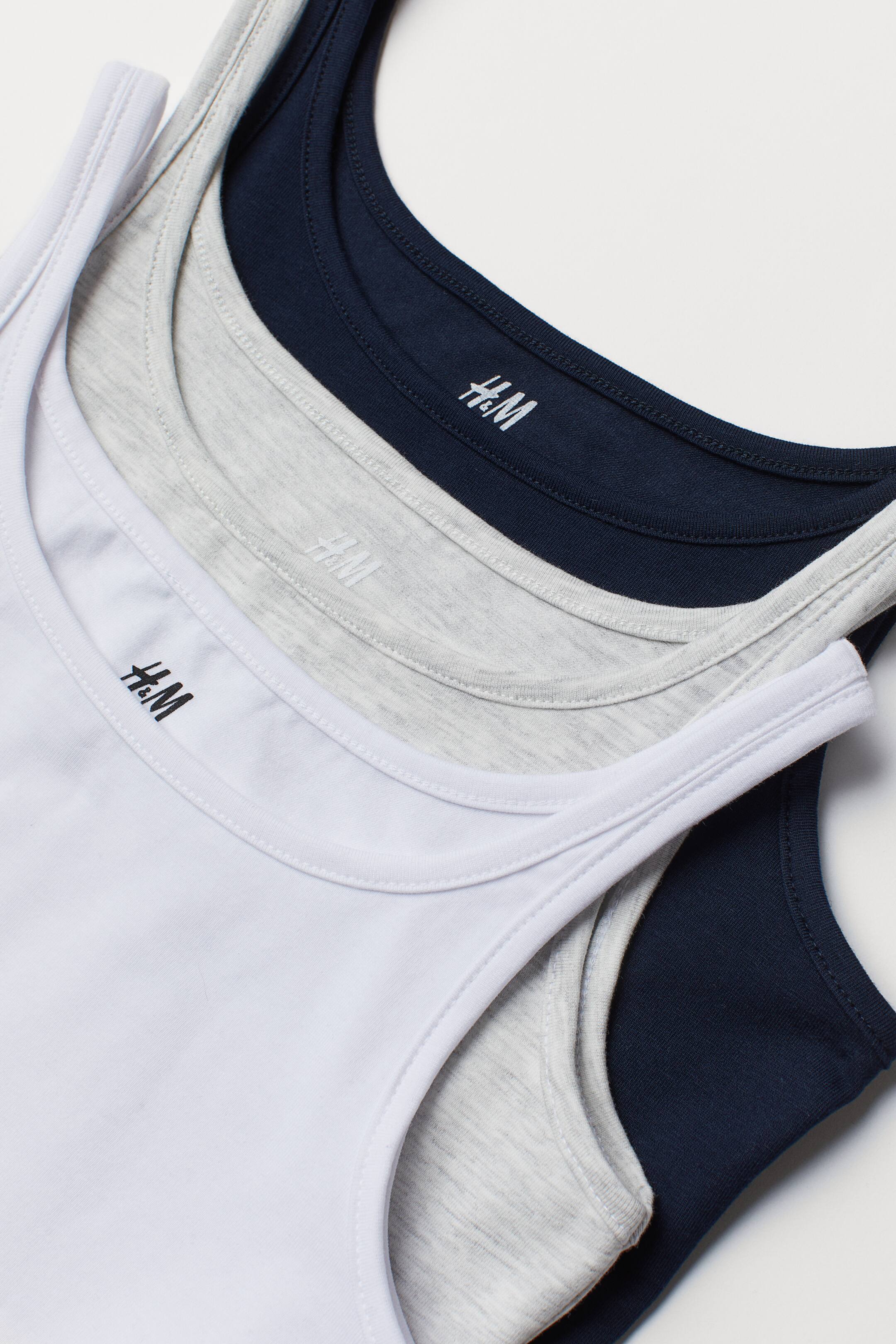 Tri majice bez rukava od žerseja - Bela/svetlosivi lapor/plava - Kids | H&M RS