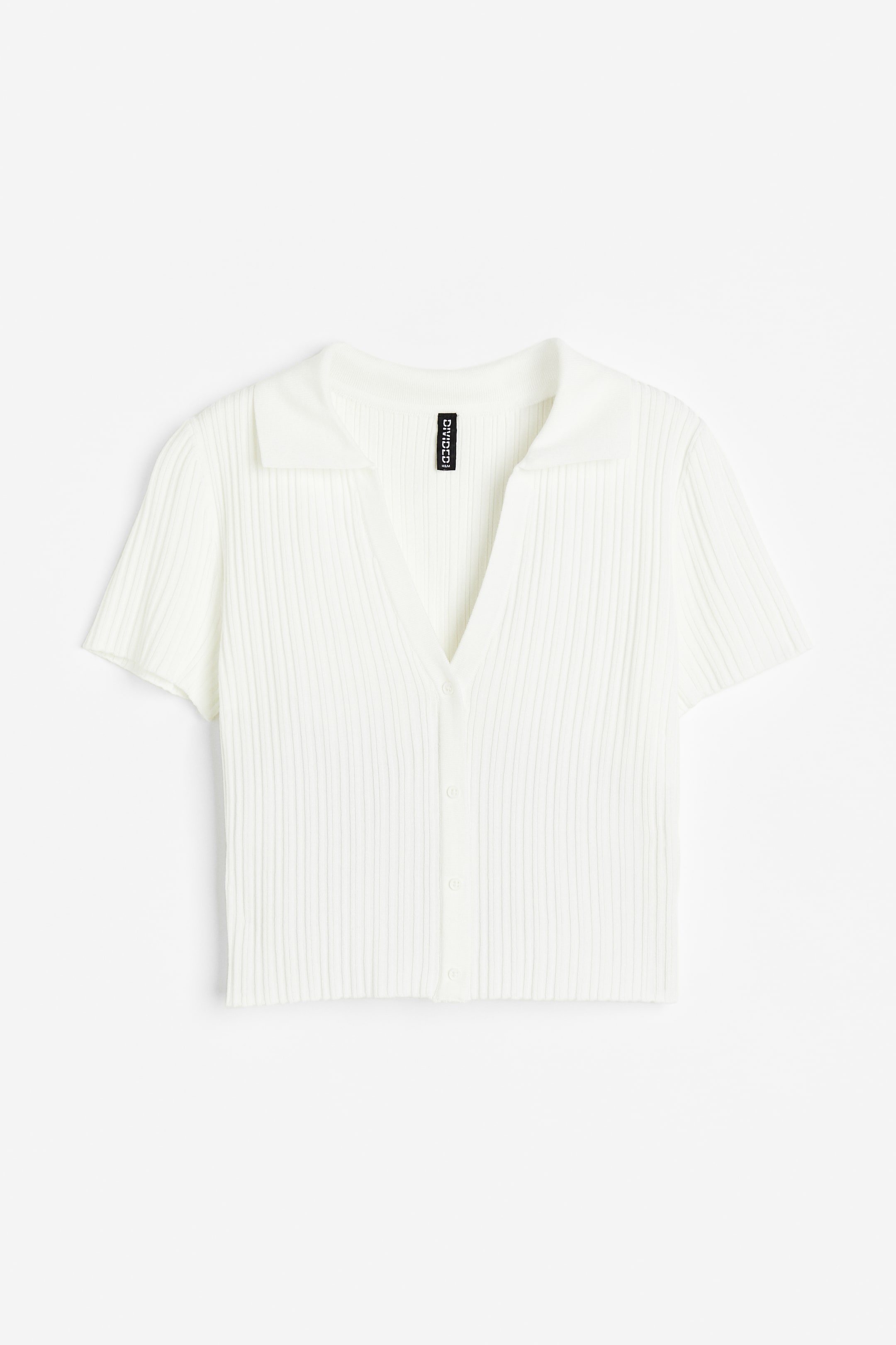 Collared rib-knit top - White - Ladies | H&M IN