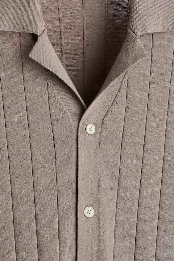 Men’s Dark beige Regular-Fit Linen-Blend Resort Shirt | H&M US
