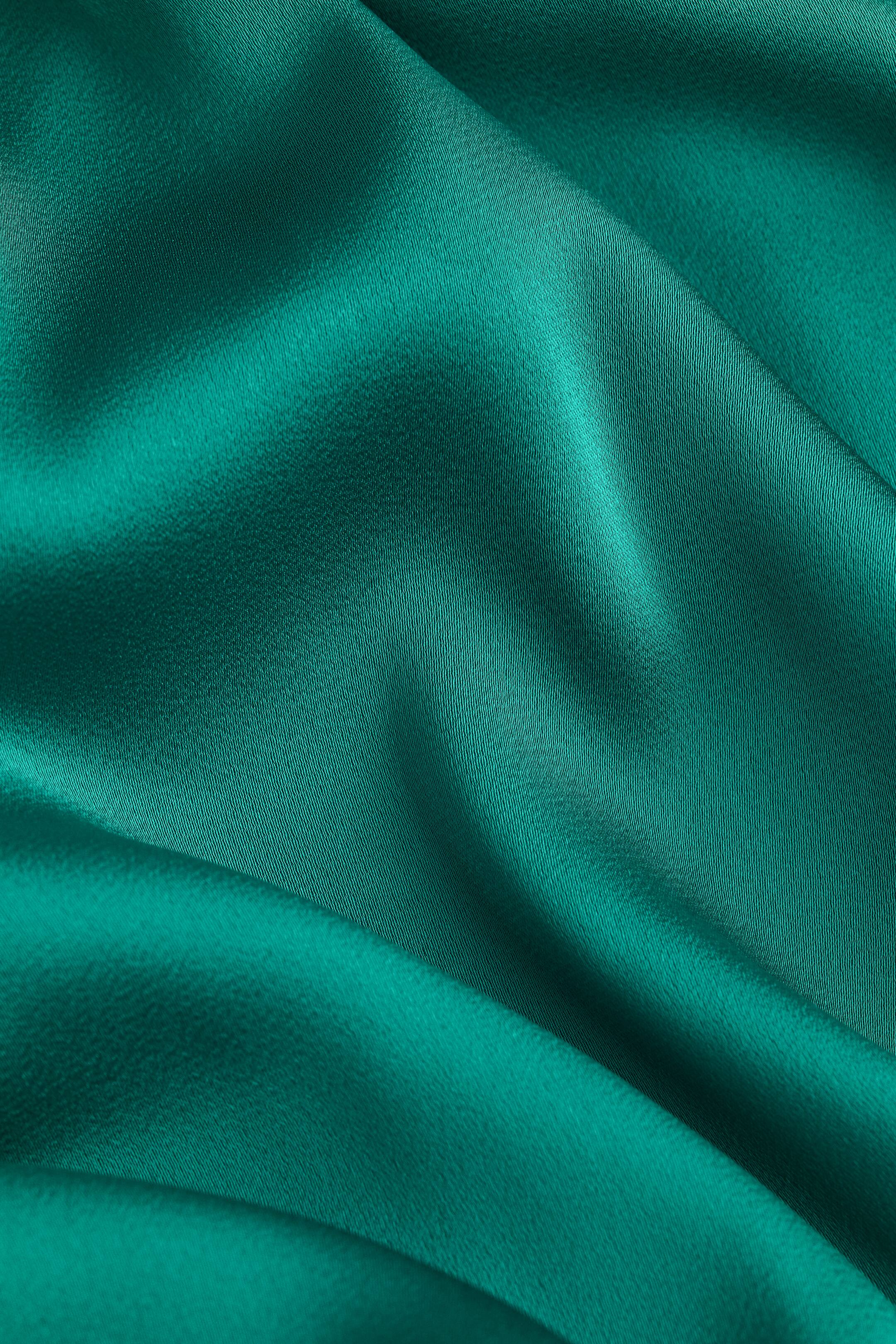 Tie-belt satin dress - A maniche lunghe - Midi - Turchese scuro - DONNA ...