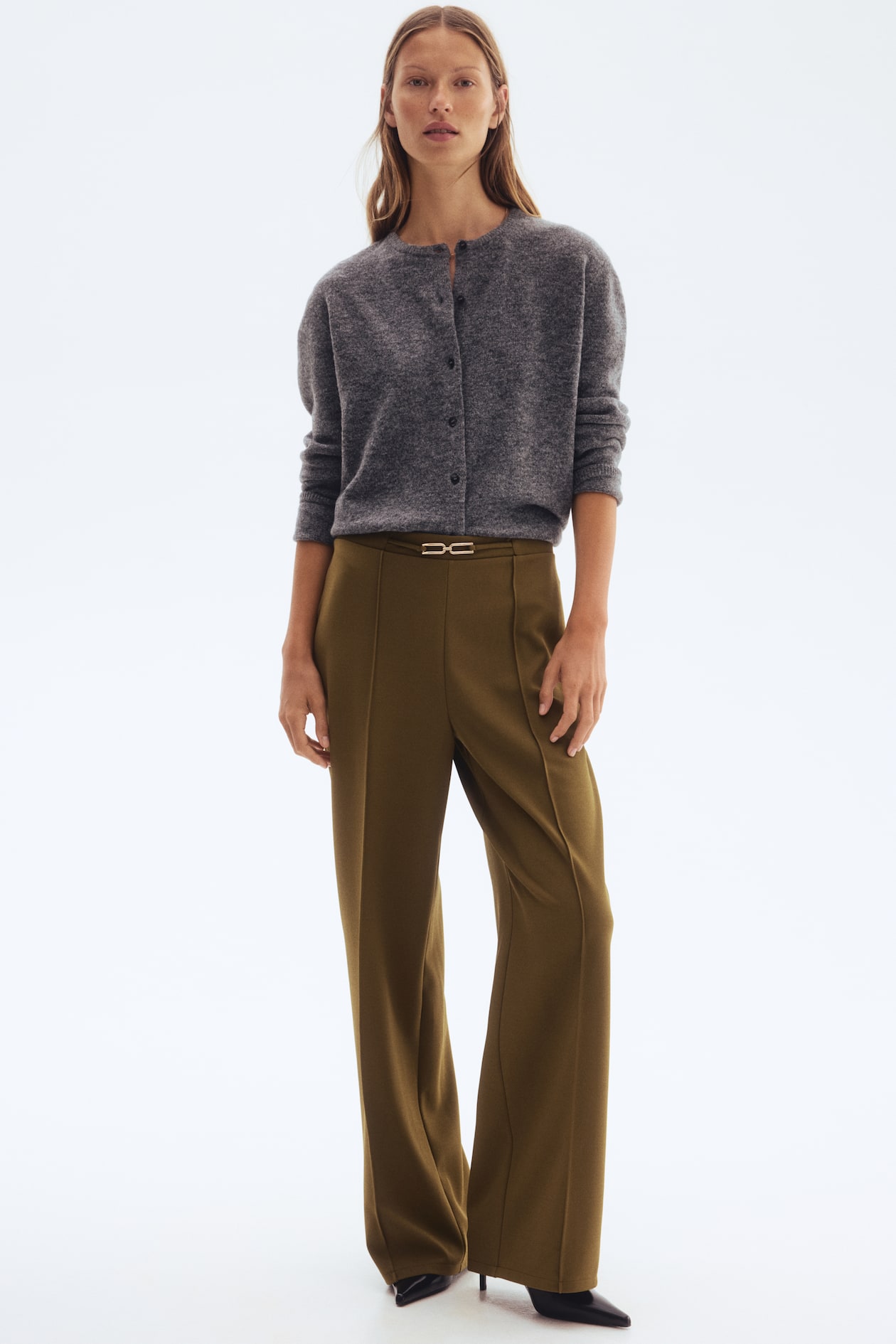 Hose mit Gürteldetail - Olivgrün - Ladies | H&M DE