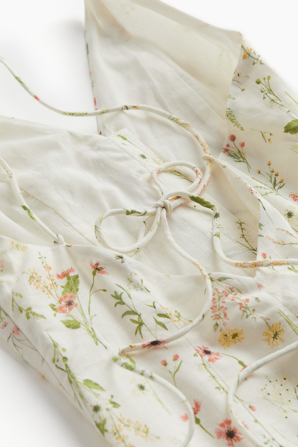 Women's White/Floral Linen-blend dress | H&M GB