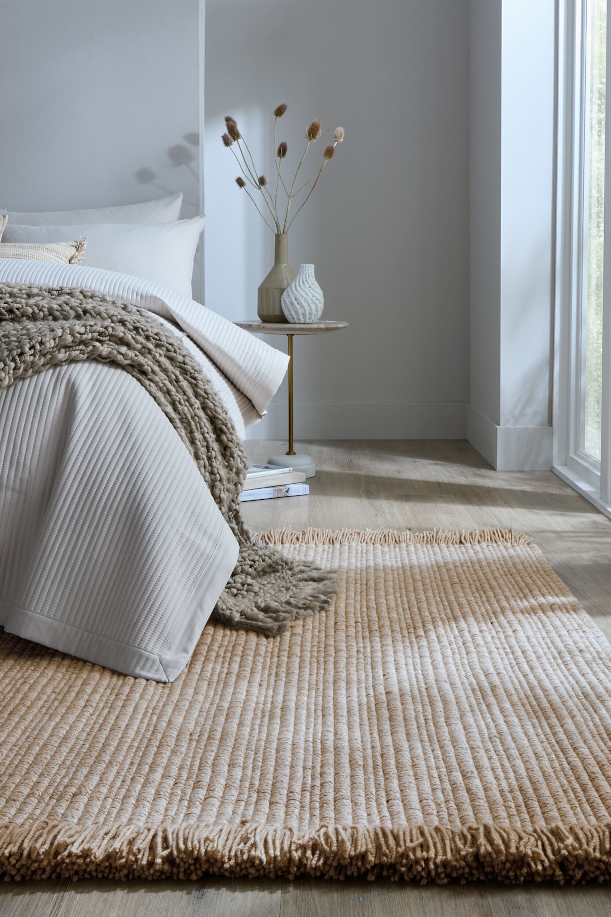 Rene Ribbed Woven Wool Rug - Beige - Flair Rugs - HOME | H&M NL