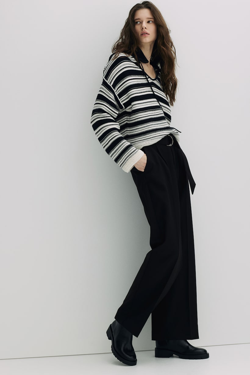 Belted tailored trousers - Black - Ladies | H&M IE