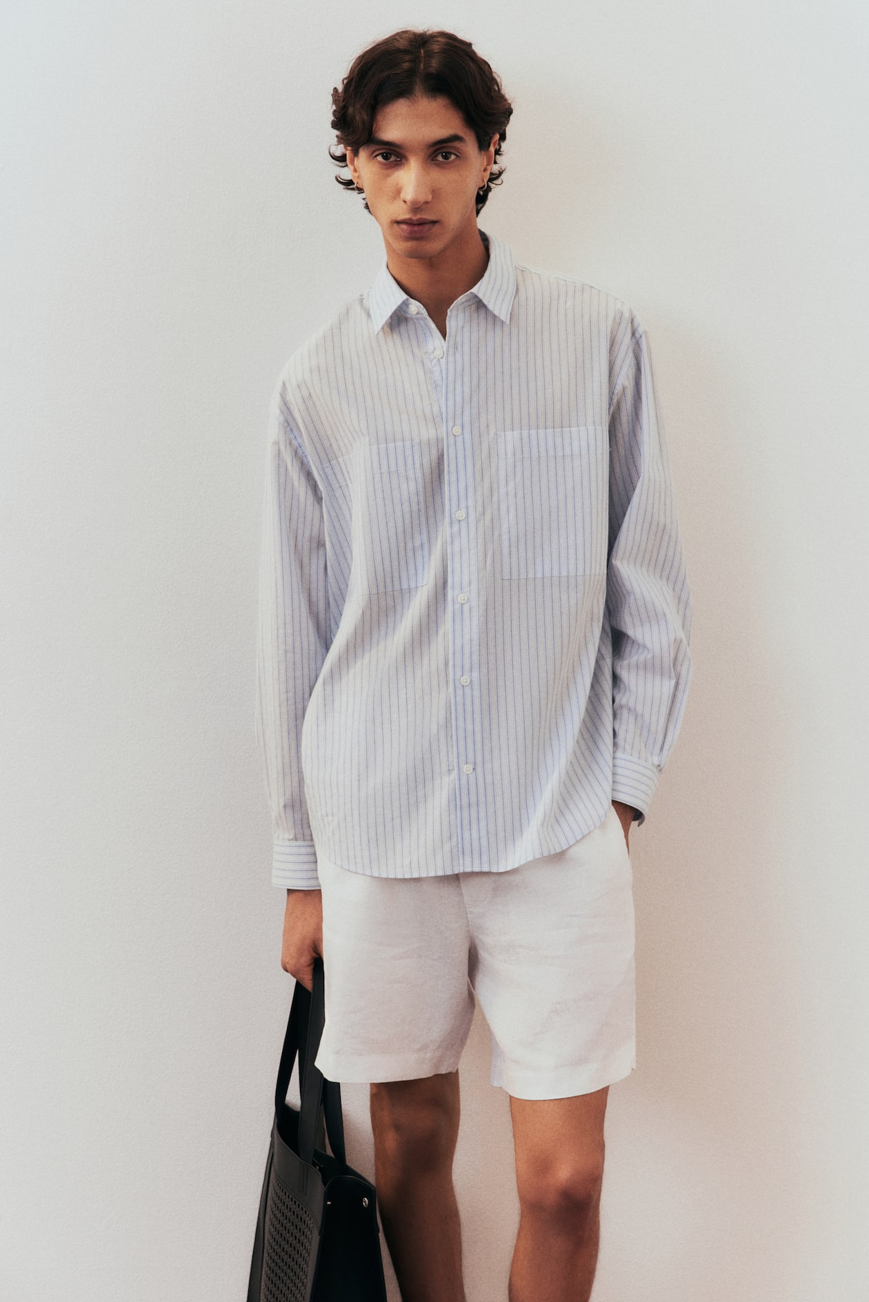 Calções em linho Regular Fit - Branco - HOMEM | H&M PT