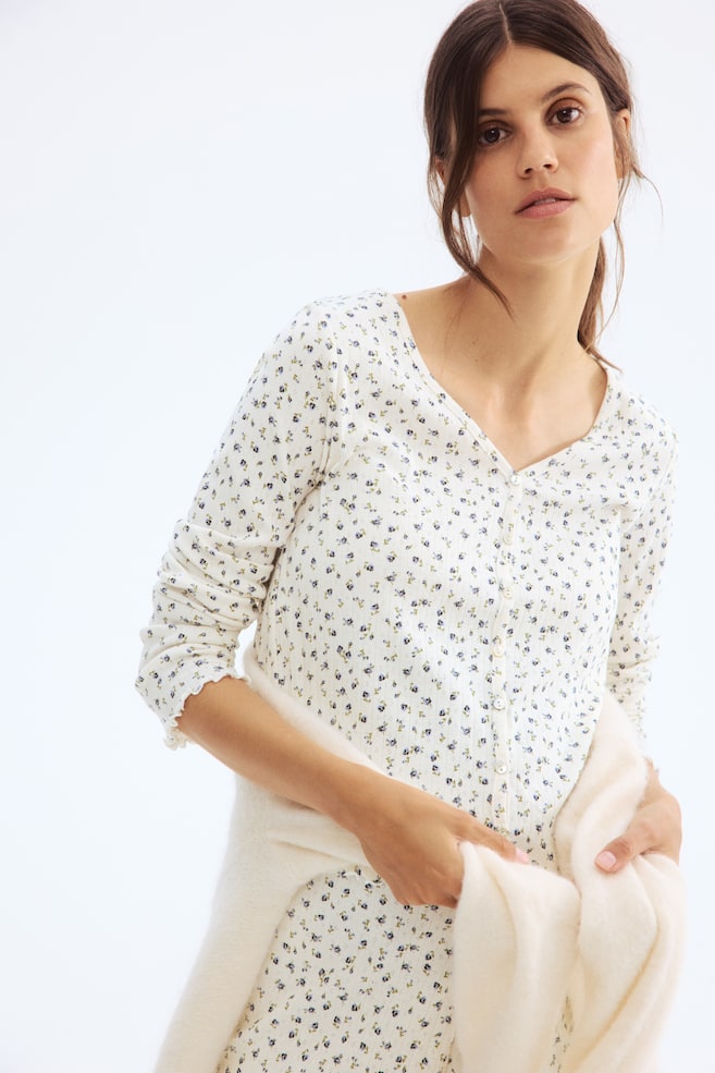 Women's White/floral MAMA Pointelle Pajamas | H&M US