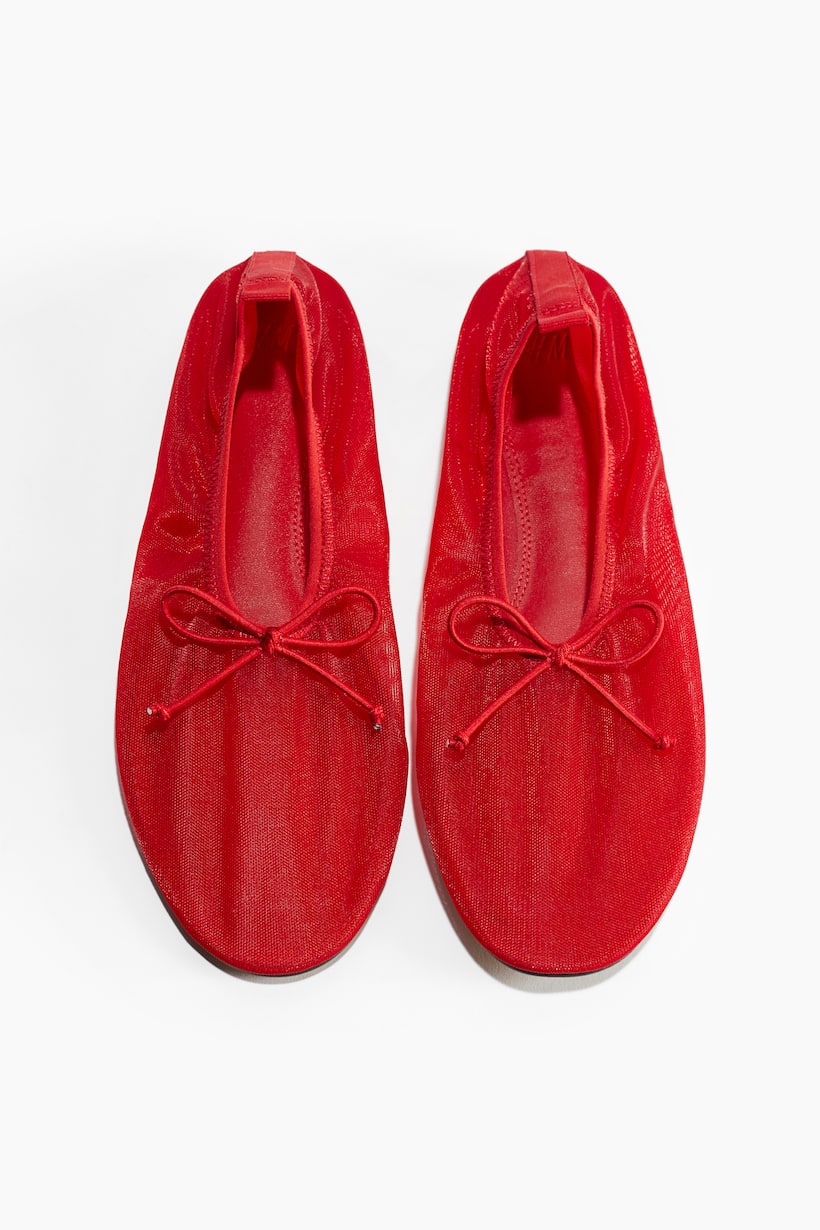 Mesh Ballet Flats - Bright red - Ladies | H&M US