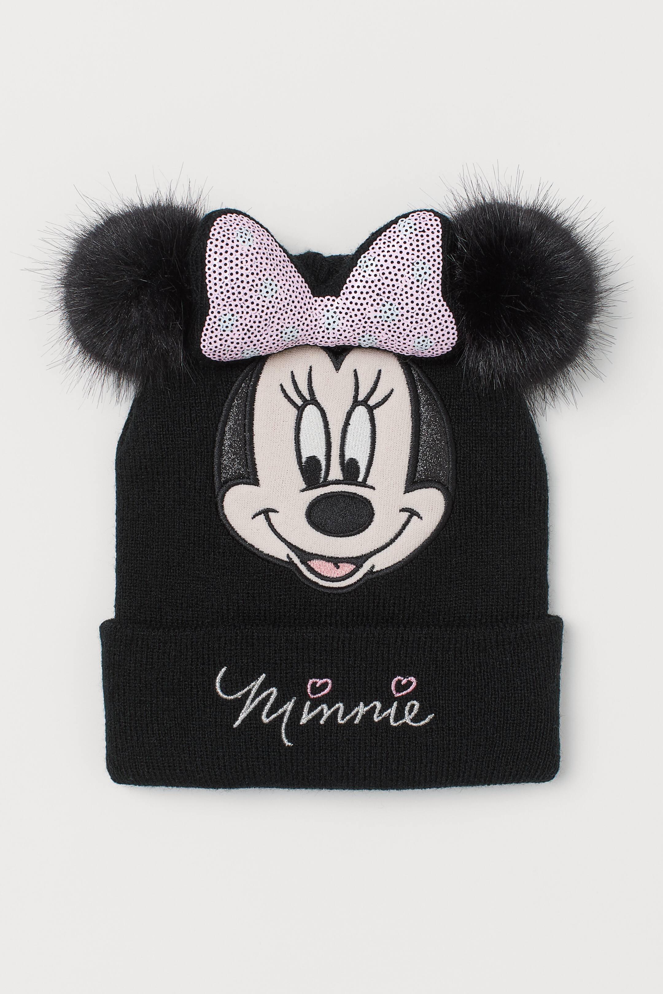 Appliquéd hat - Black/Minnie Mouse - Kids | H&M HK