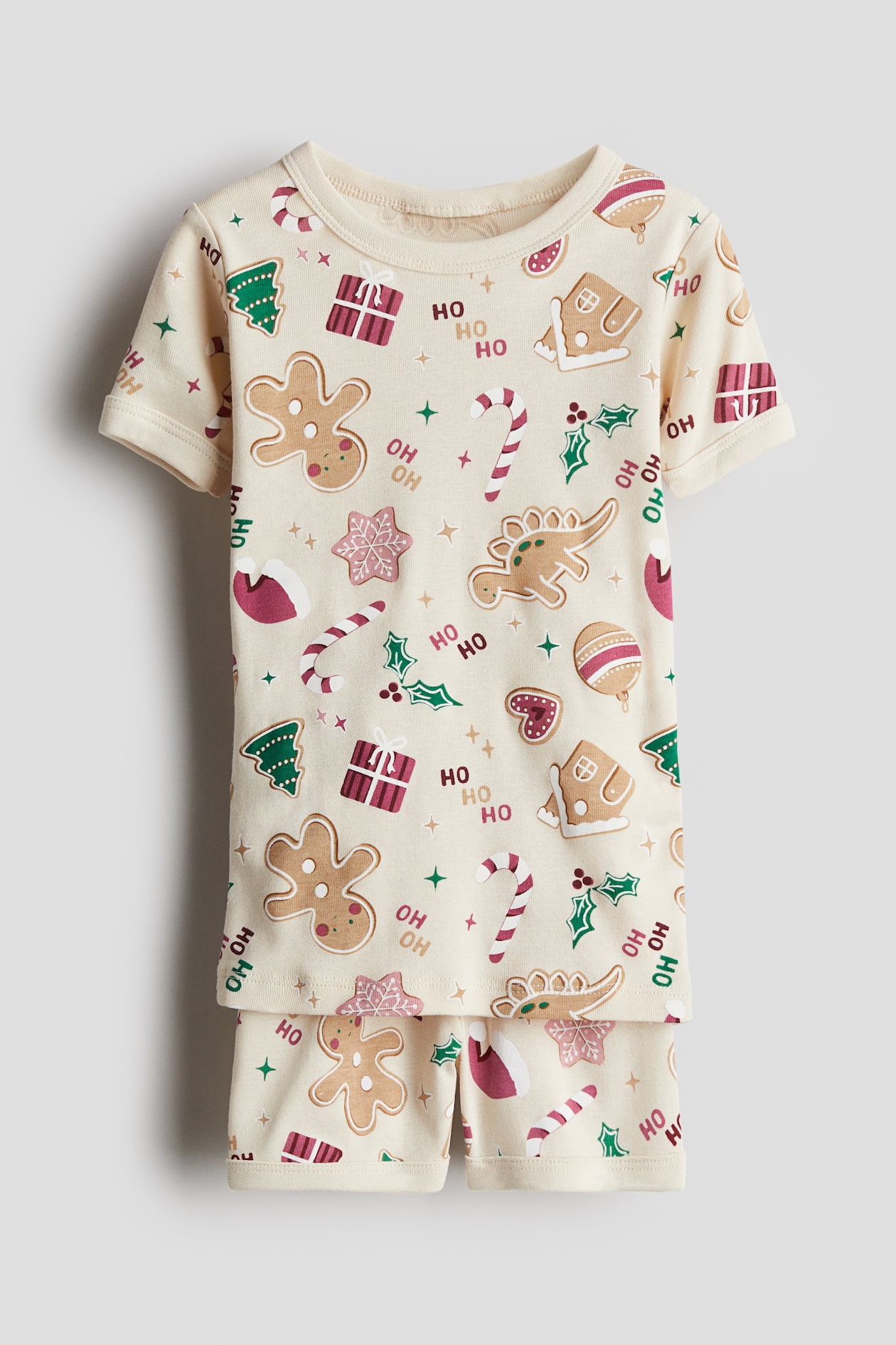 Light beige/Christmas Snug Fit Cotton Pajamas for kids | H&M US