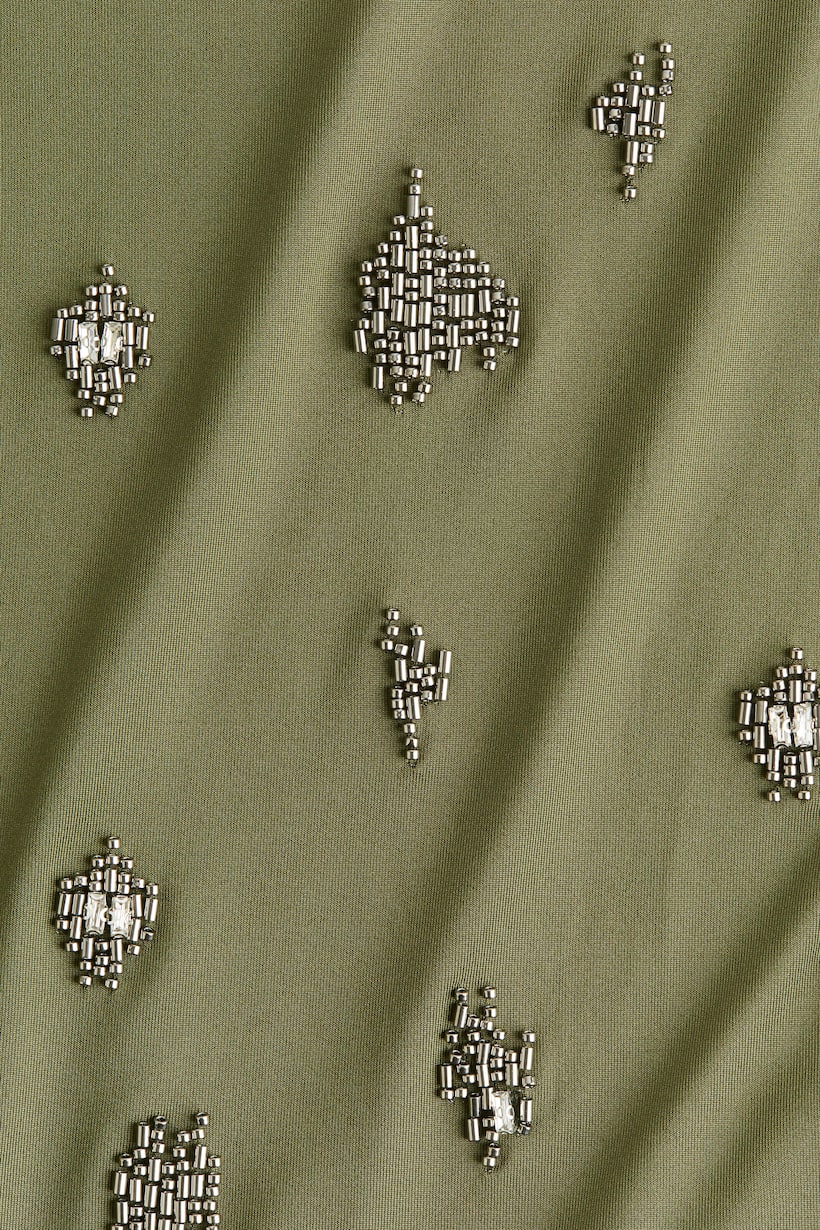 Women's Dark green Bead-Embellished Top | H&M US