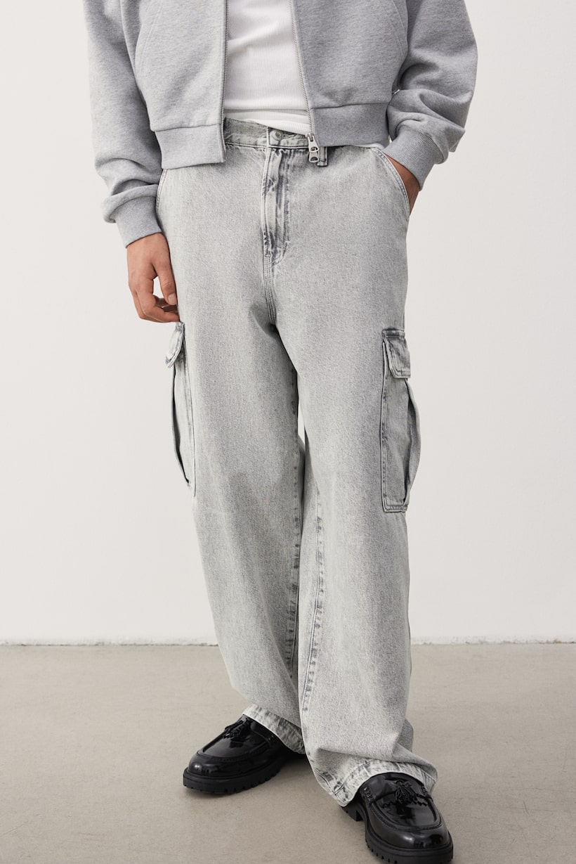 Men’s Pale denim gray Loose Cargo Jeans | H&M CA