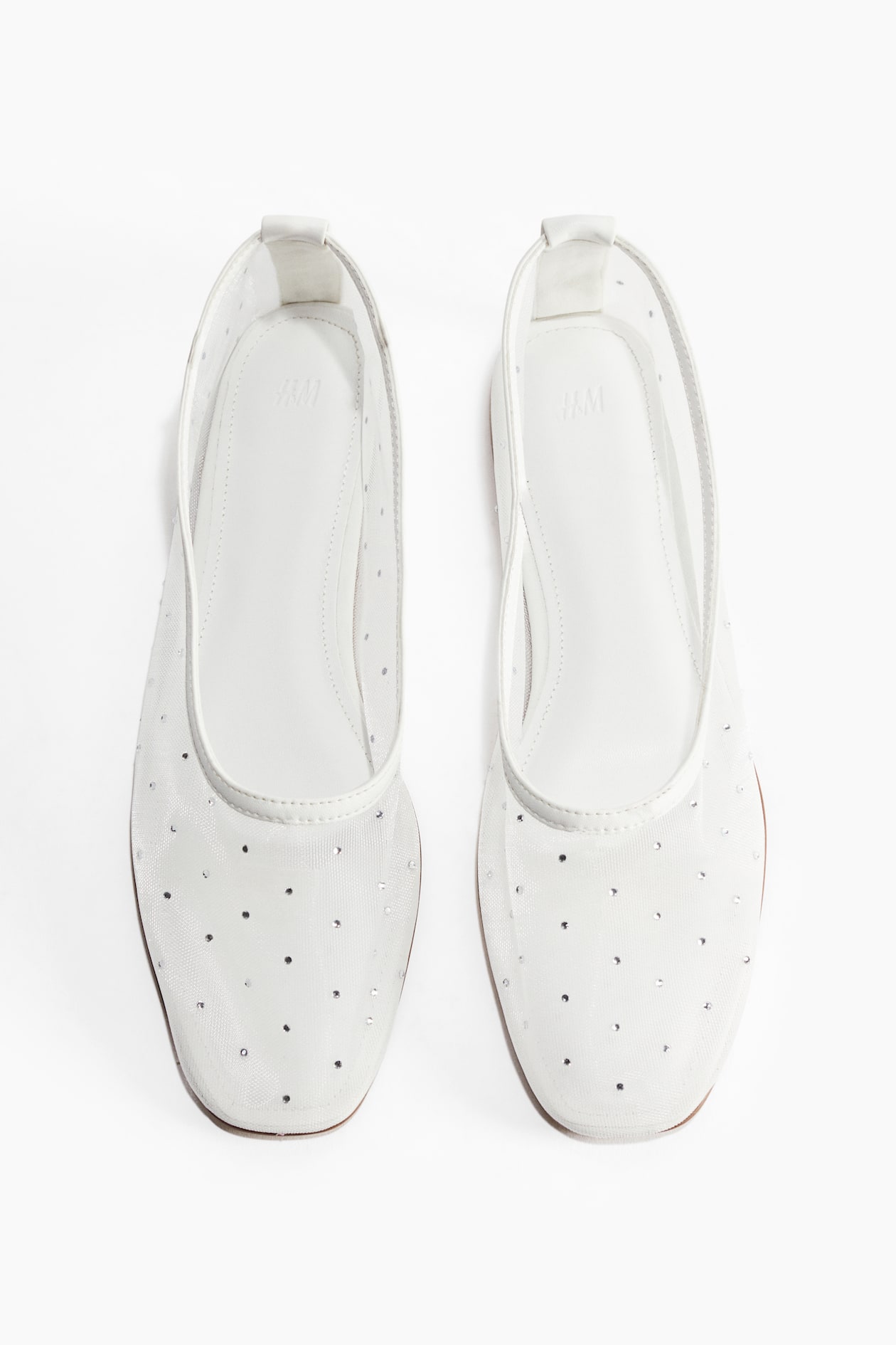Women's White Rhinestone-Embellished Ballet Flats | H&M US