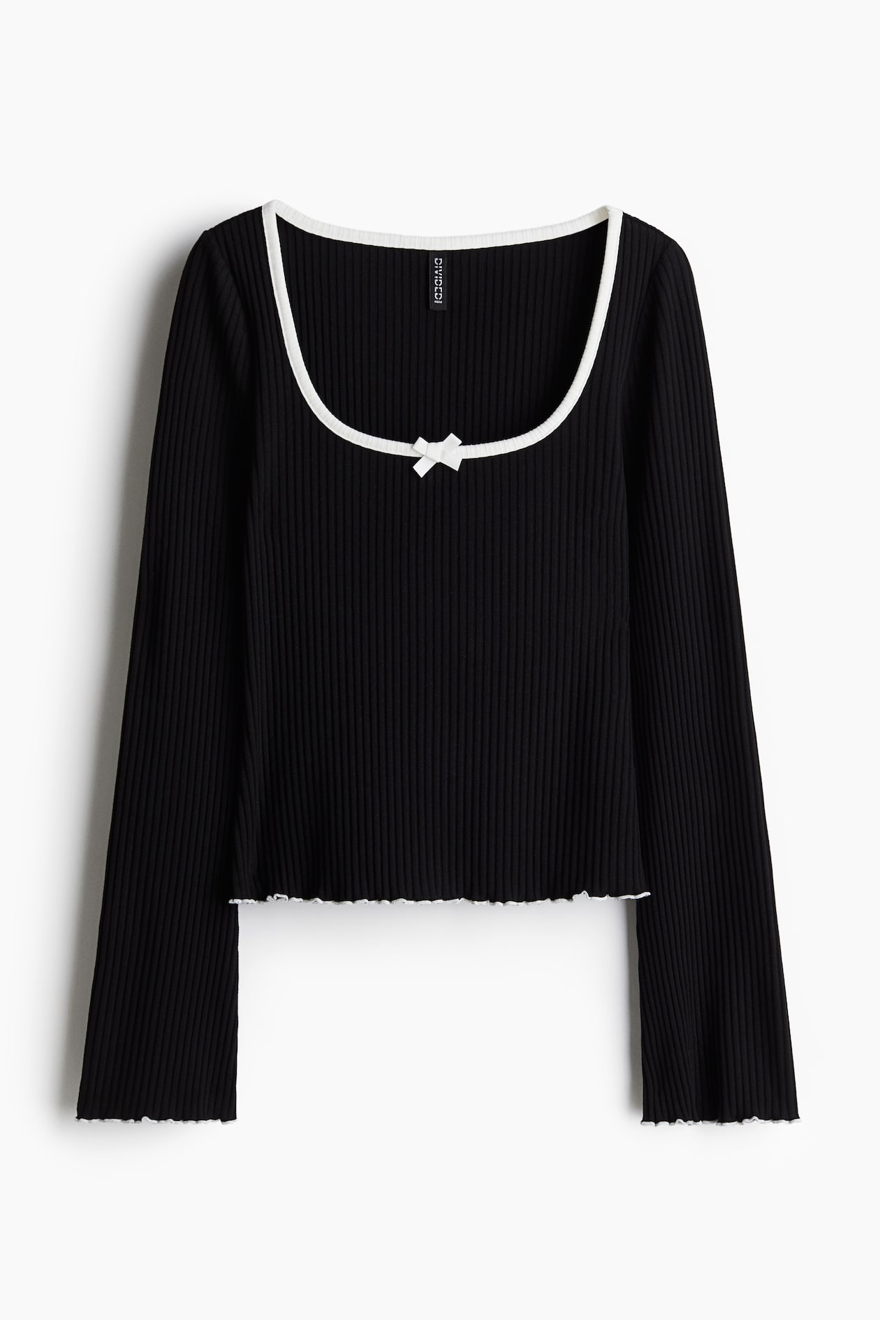 Ribbed Top with Overlocked Trim - Black - Ladies | H&M US