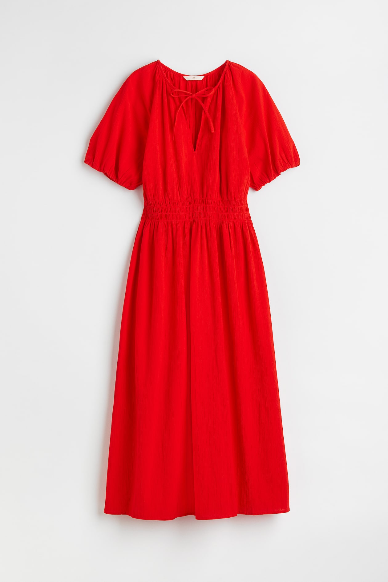 Kleid mit gesmokter Taille - V-Ausschnitt - Kurzarm - Rot - Ladies | H&M AT