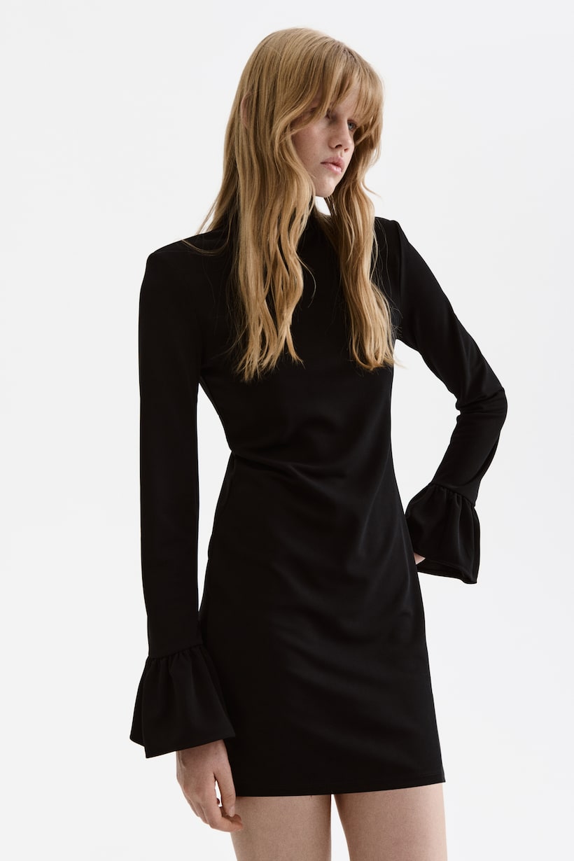 Women's Black Glittery shoulder-pad dress | H&M GB