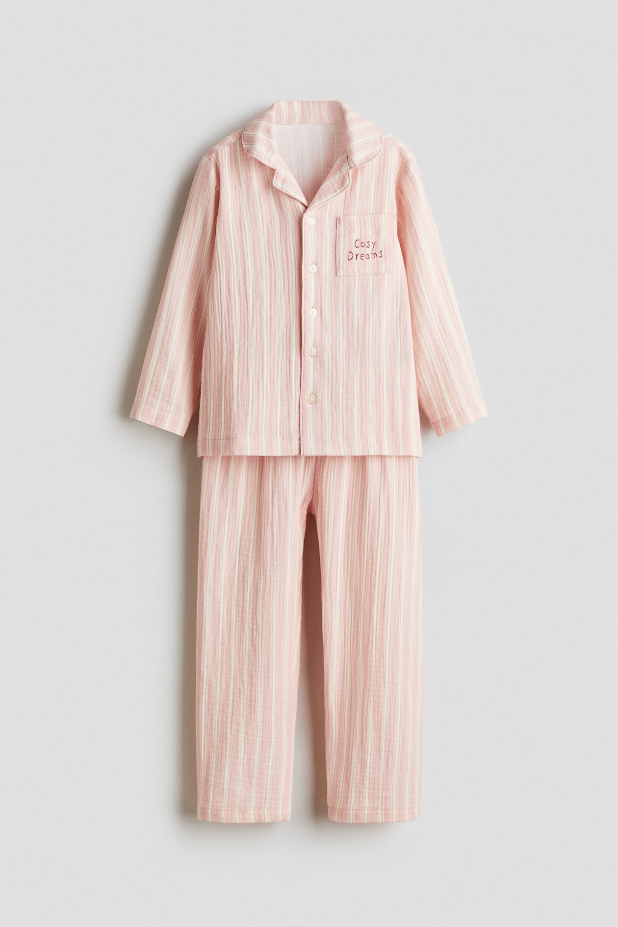 Cotton muslin pyjamas - Light pink/Striped - Kids | H&M MY