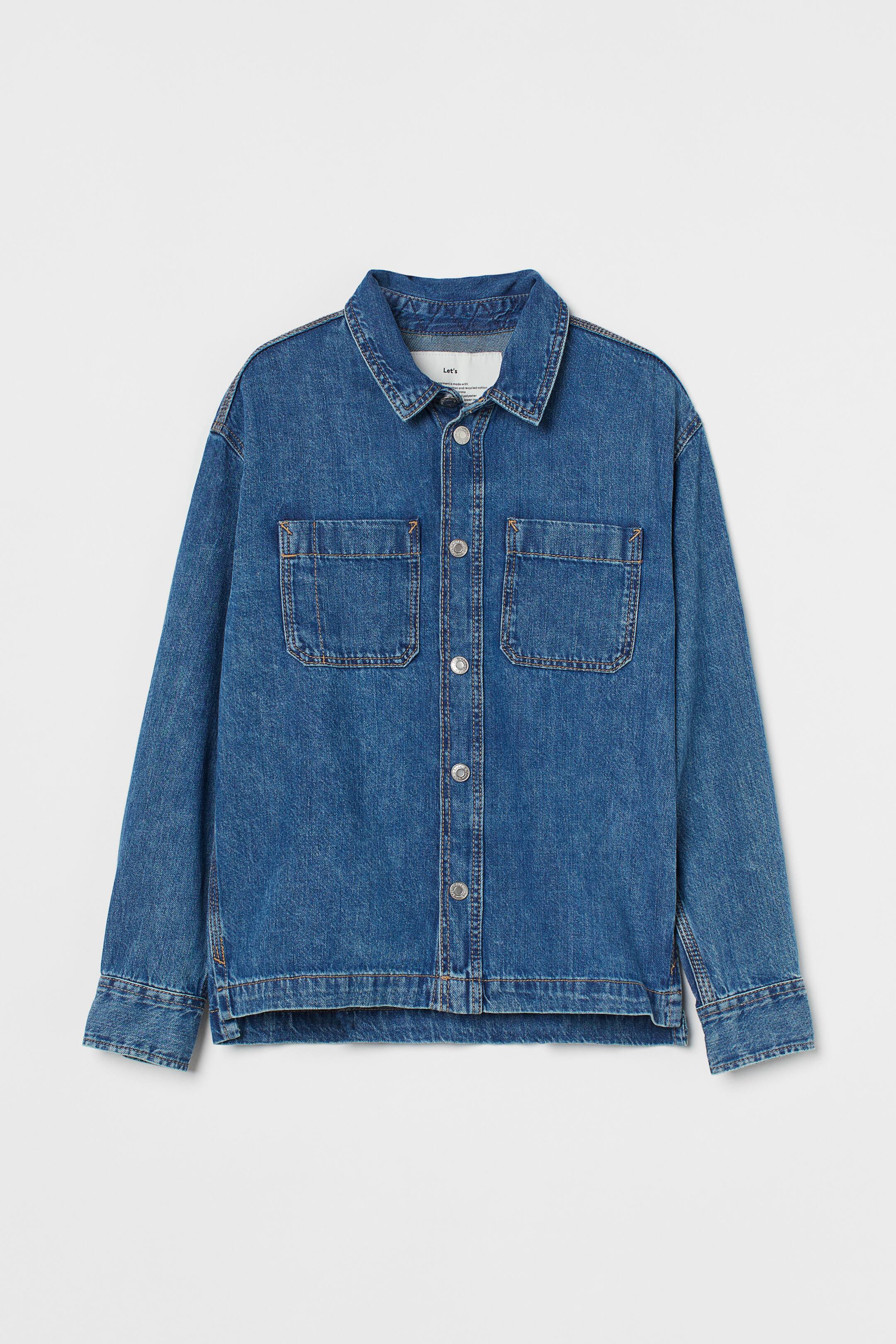 Cotton denim shacket - Long sleeve - Regular length - Denim blue - Kids ...