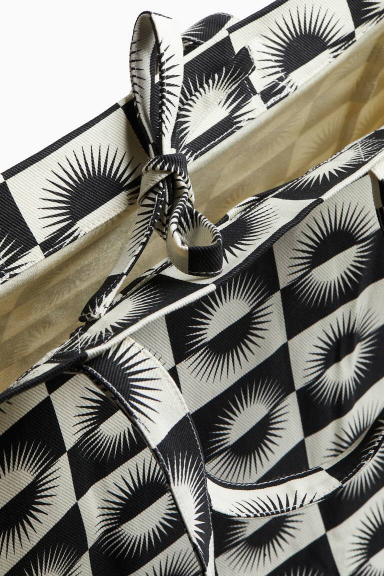 Black/patterned Cotton Canvas Beach bag at H&M Home | H&M US