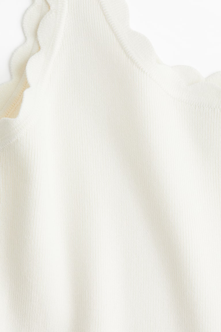 Women's White Scalloped-Edge Fine-Knit Tank Top | H&M US