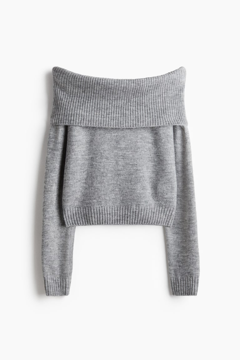 Women's Dark gray melange Off-the-Shoulder Sweater | H&M CA