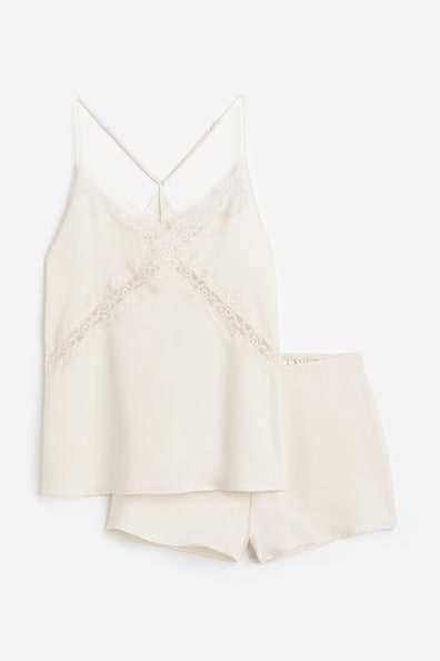 Caraco et short de pyjama - Beige clair - FEMME | H&M FR