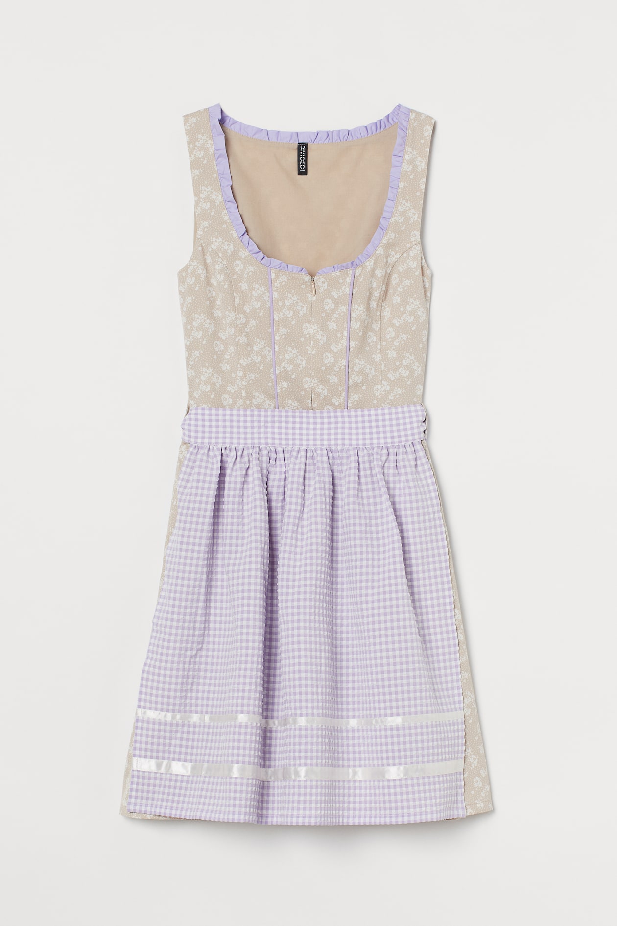 Dirndl met bloemendessin - Beige/lichtpaars - DAMES | H&M BE