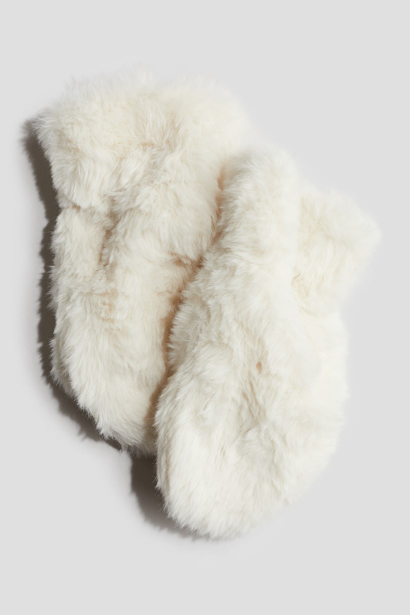 Light beige Fluffy Mittens for kids | H&M US
