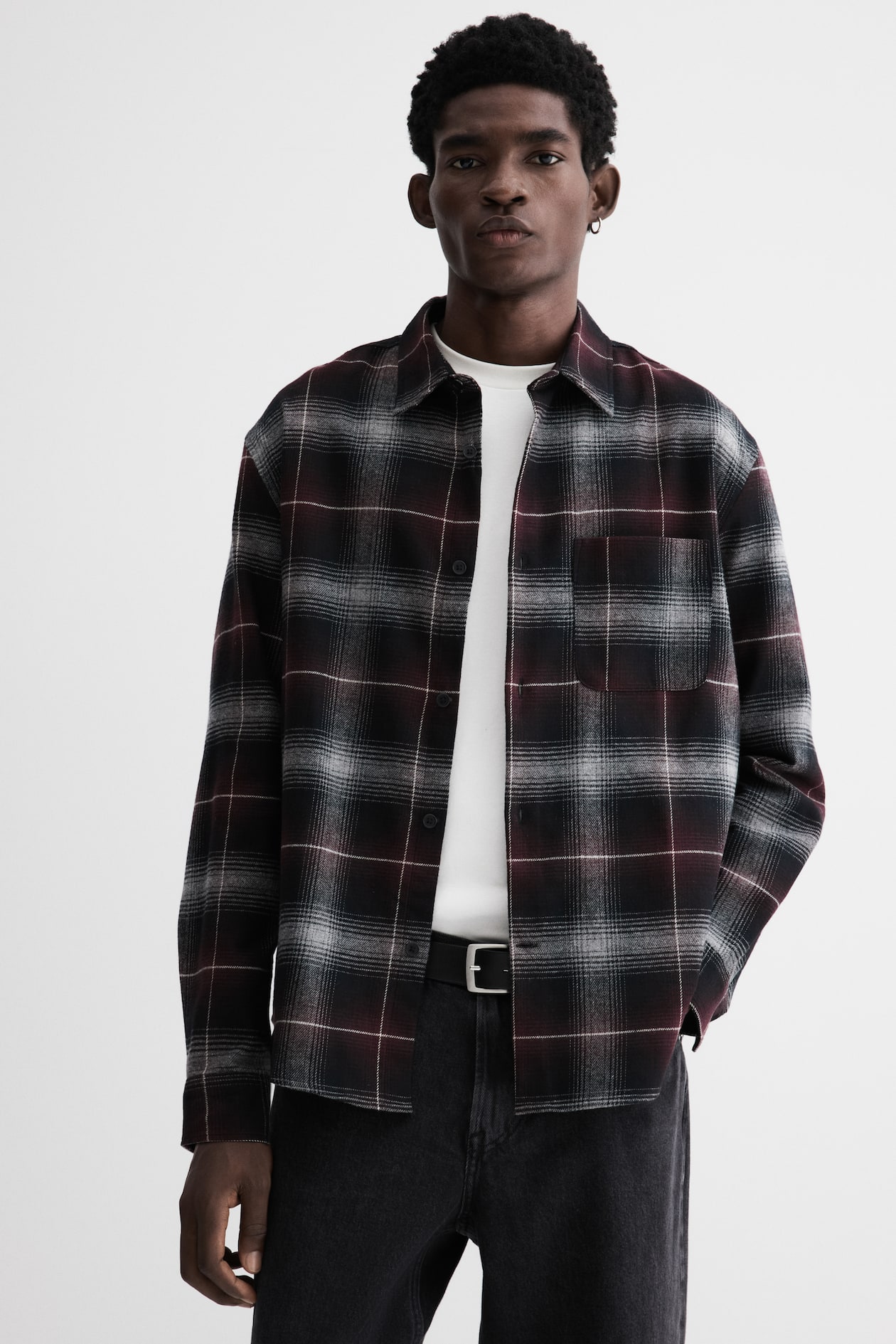 Loose Fit Flanellskjorte - Plommelilla/Rutet - Men | H&M NO