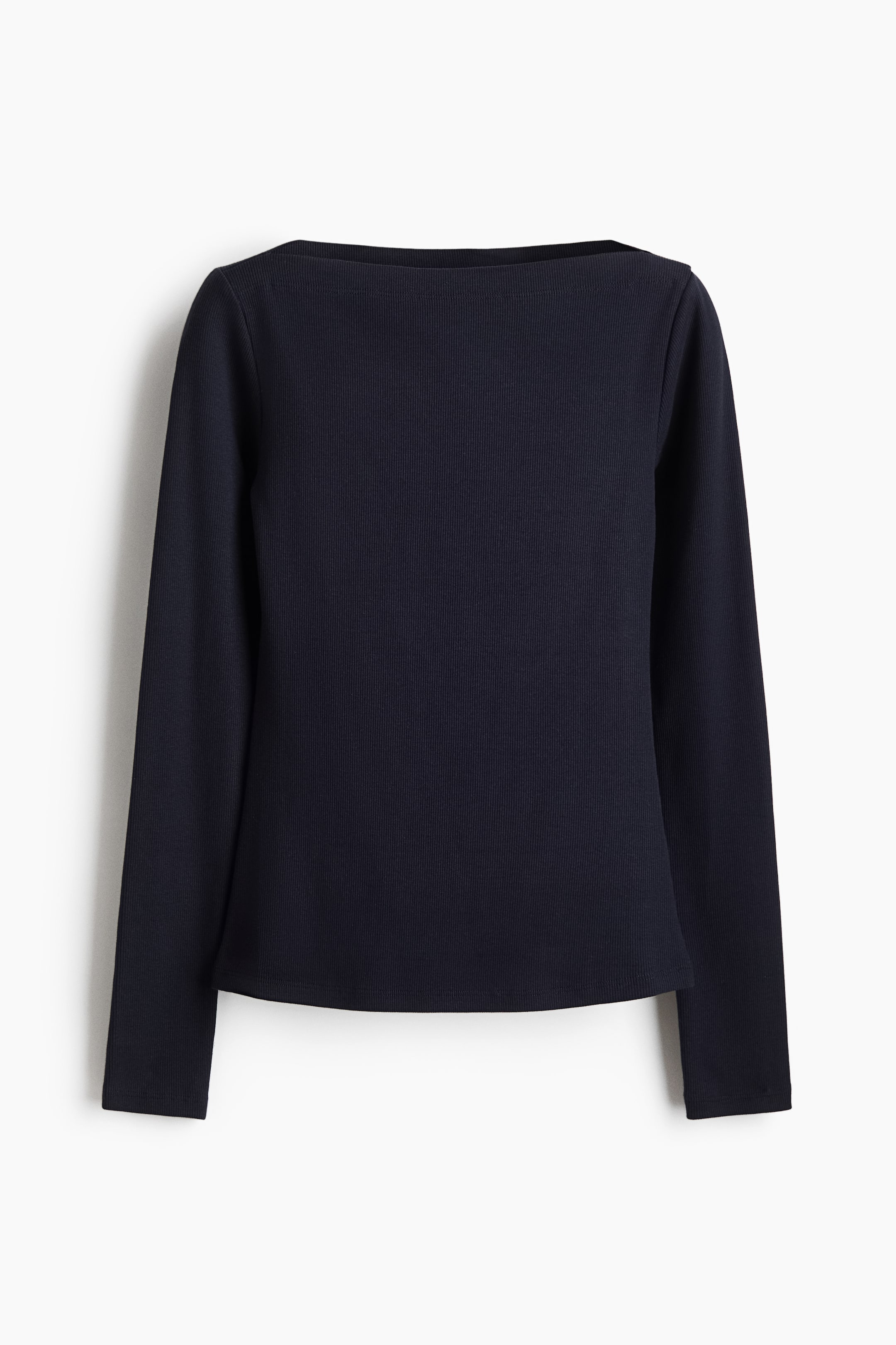 Women's Navy blue Ribbed Boat-Neck Top | H&M CA