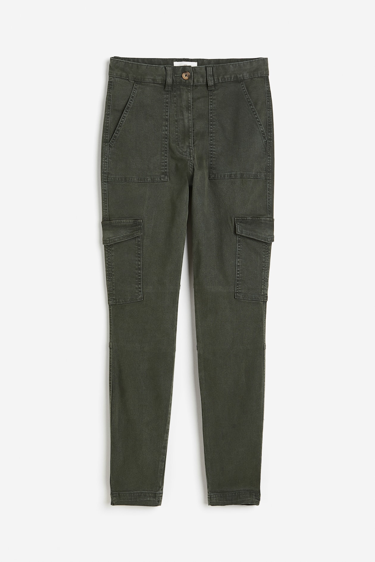 Twill Cargo Pants - Dark khaki green - Ladies | H&M PH