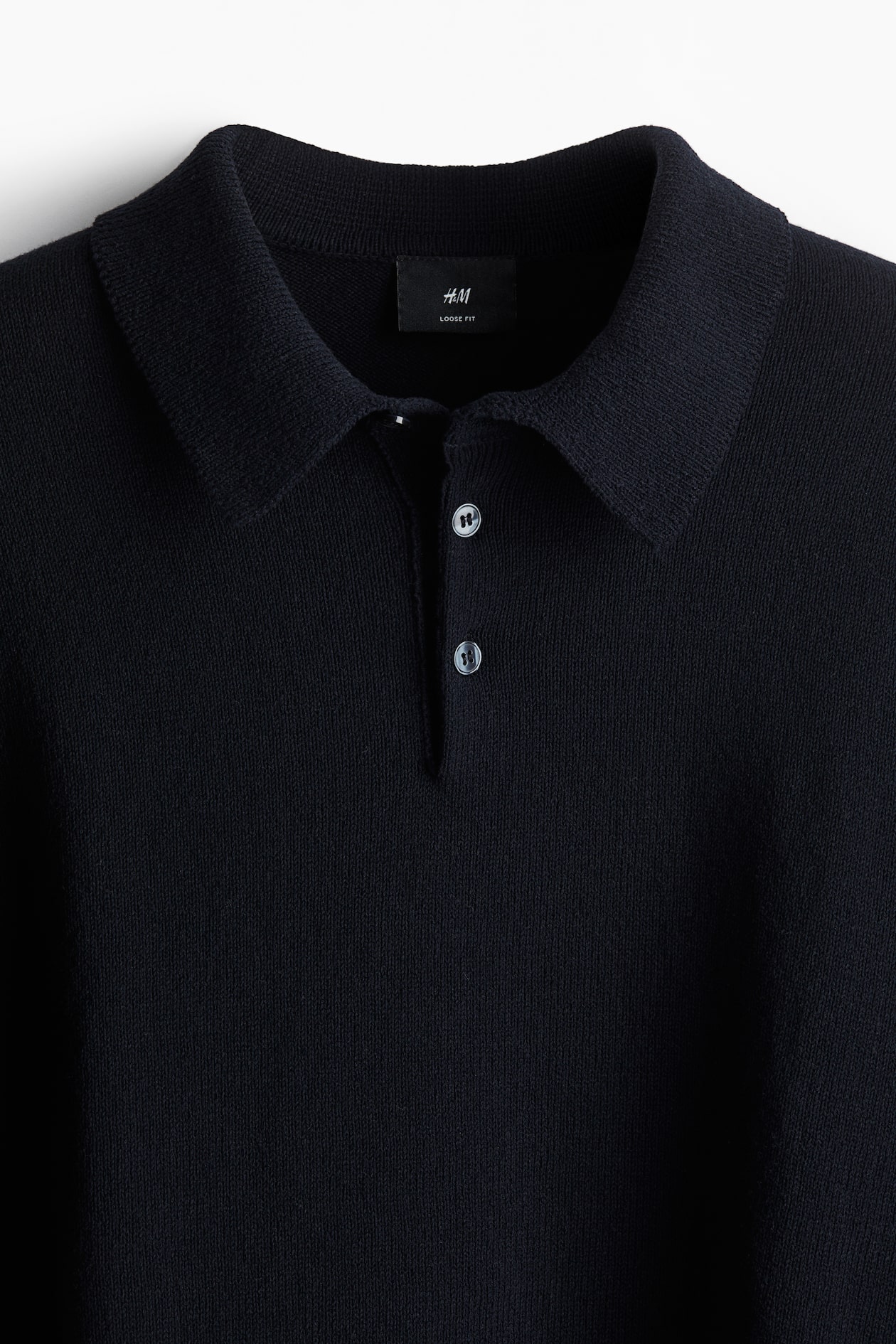 Loose-Fit Fine-Knit Polo Shirt - Navy blue - Men | H&M US