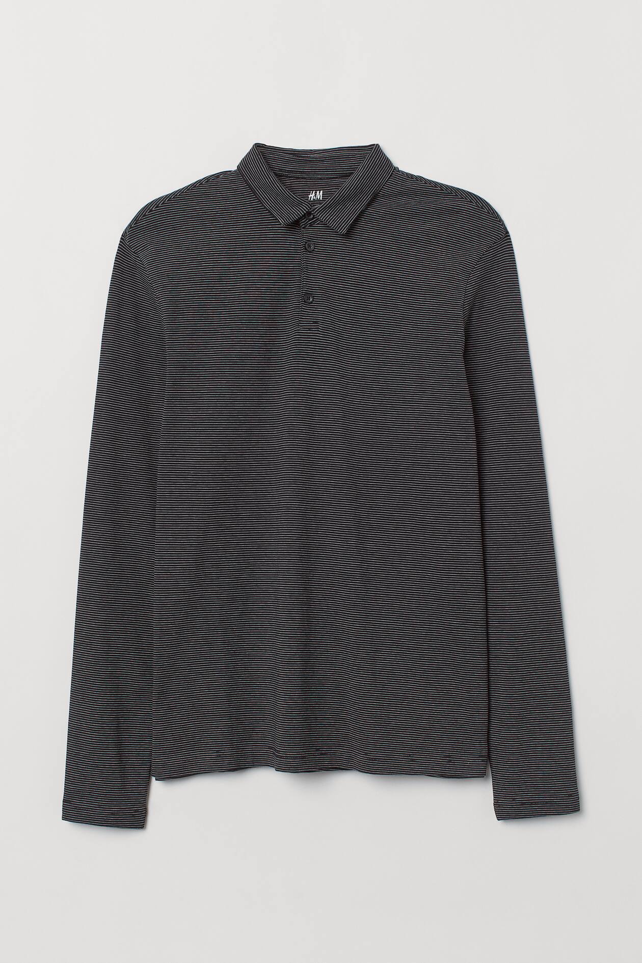 Long-sleeved top Slim Fit - Black/Striped - Men | H&M GB