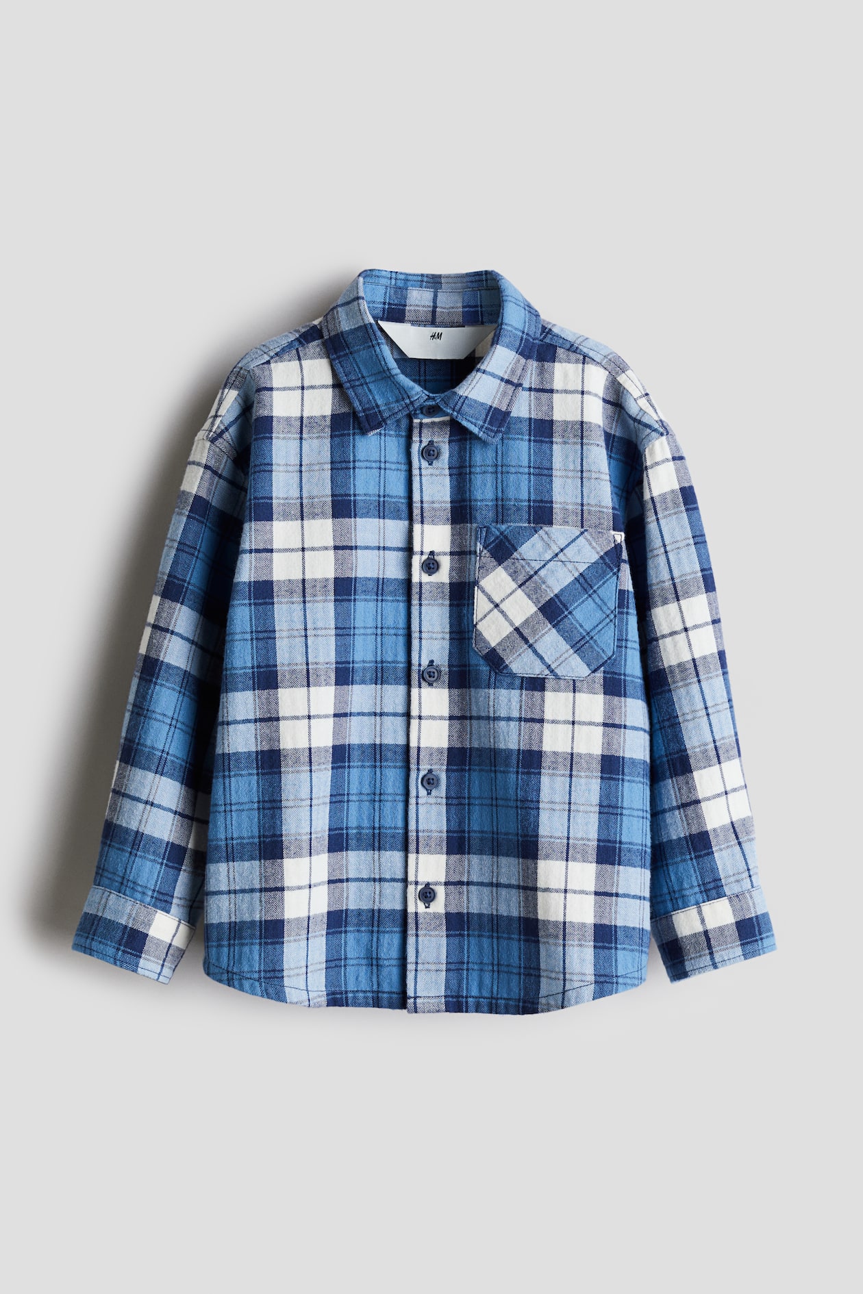 Hemd van katoenflanel - Blauw/geruit - KINDEREN | H&M BE