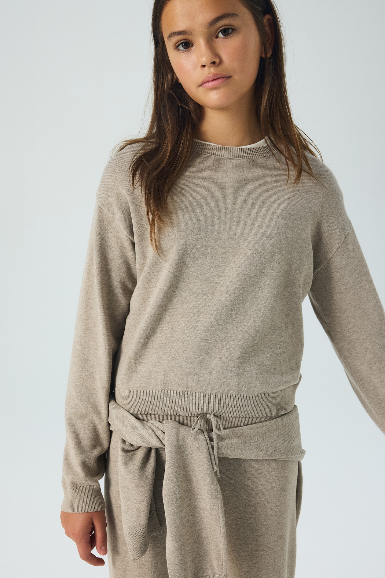 Light beige marl 2-piece fine-knit set for kids | H&M GB