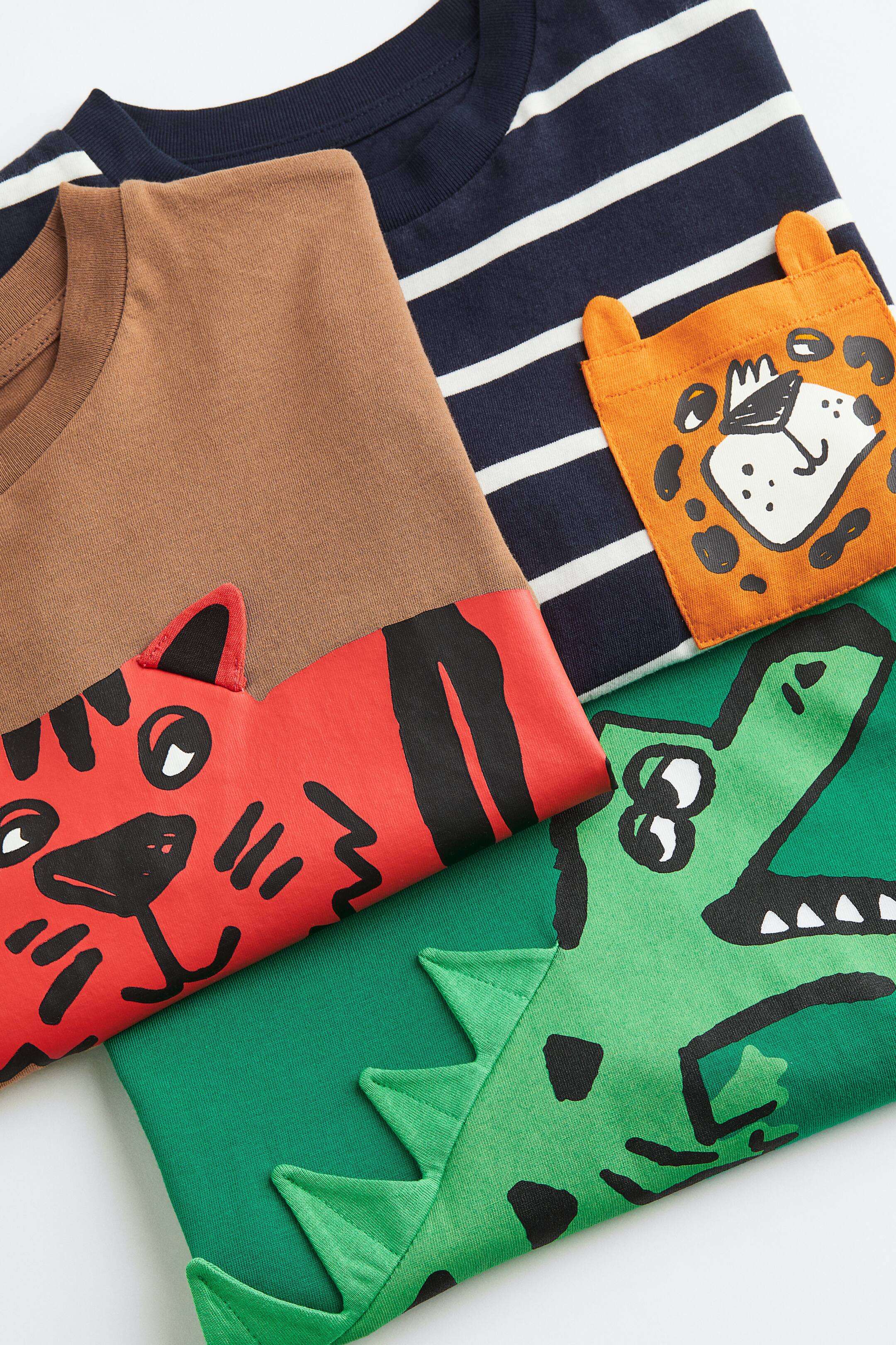 3-pack long-sleeved jersey tops - Round neck - Long sleeve - Dark blue ...