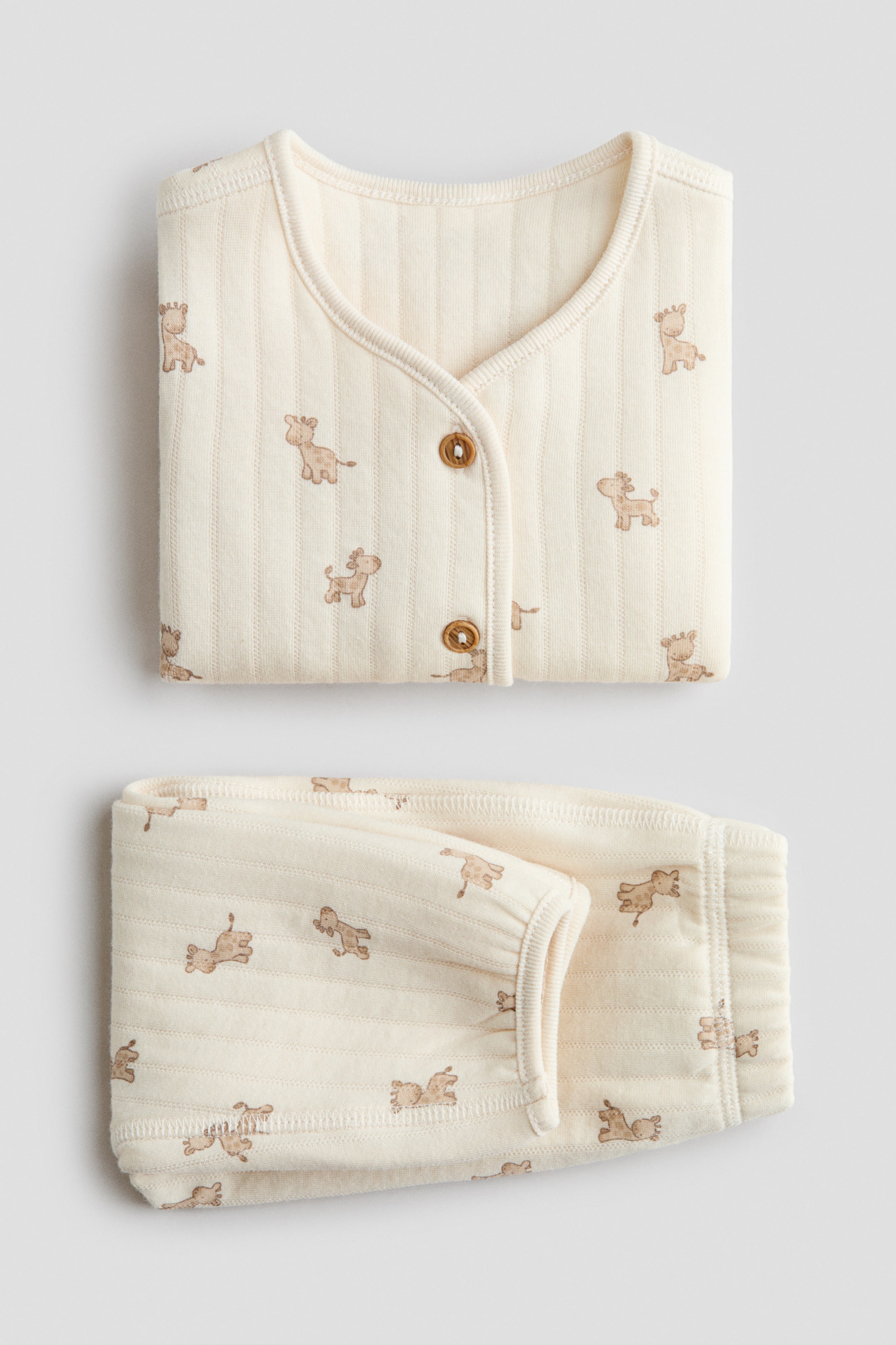 Cream/giraffes 2-piece quilted jersey set for kids | H&M CA