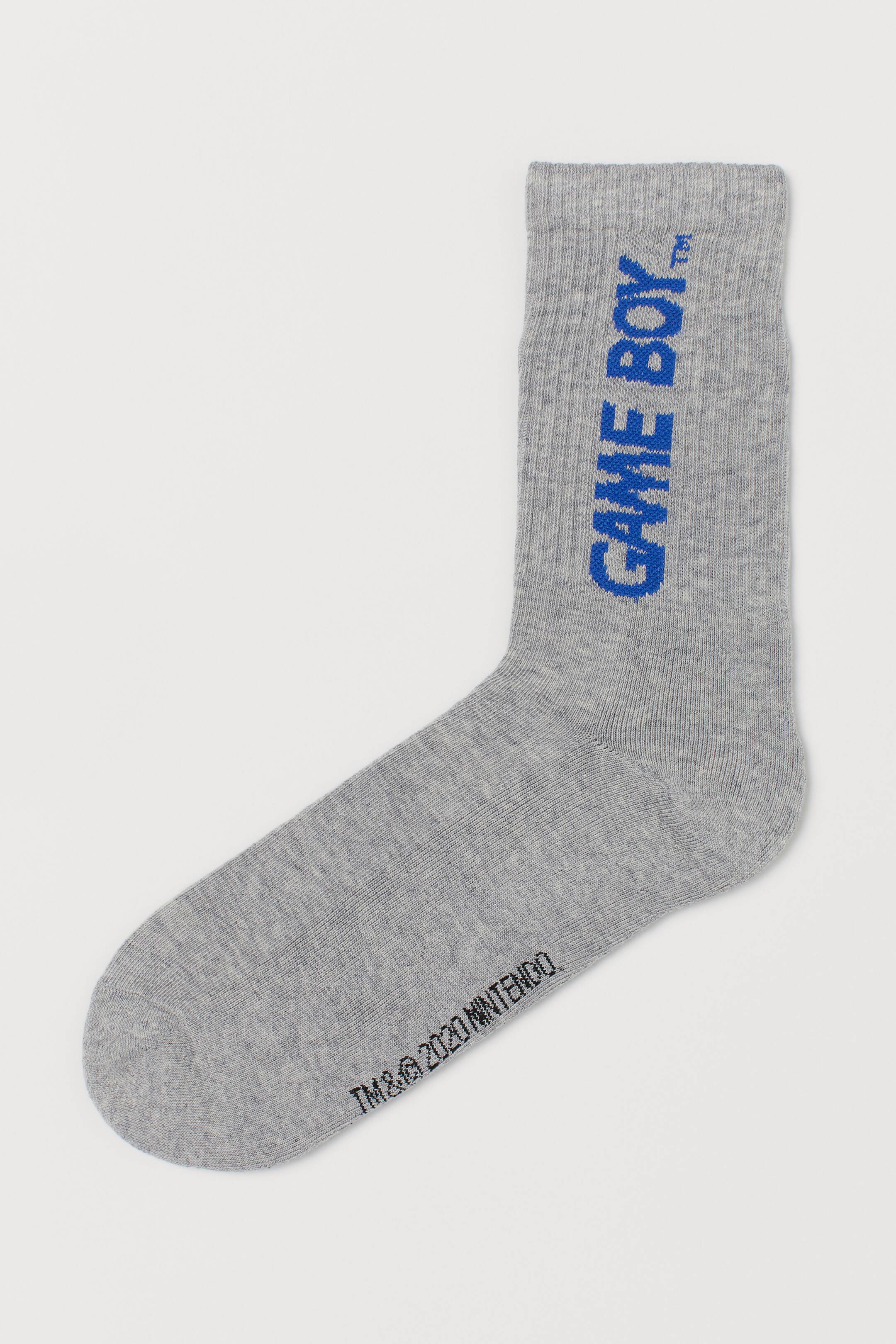Motif-detail Socks - Gray melange/Game Boy - Men | H&M CA