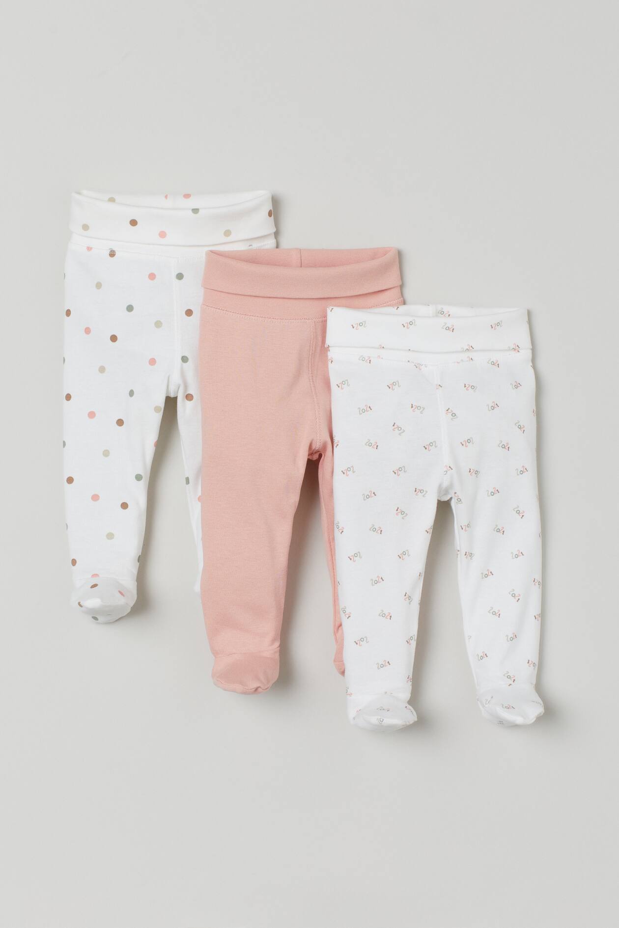 Tri para helanki sa podvrnutim pojasom - Powder pink/2021 - Kids | H&M RS
